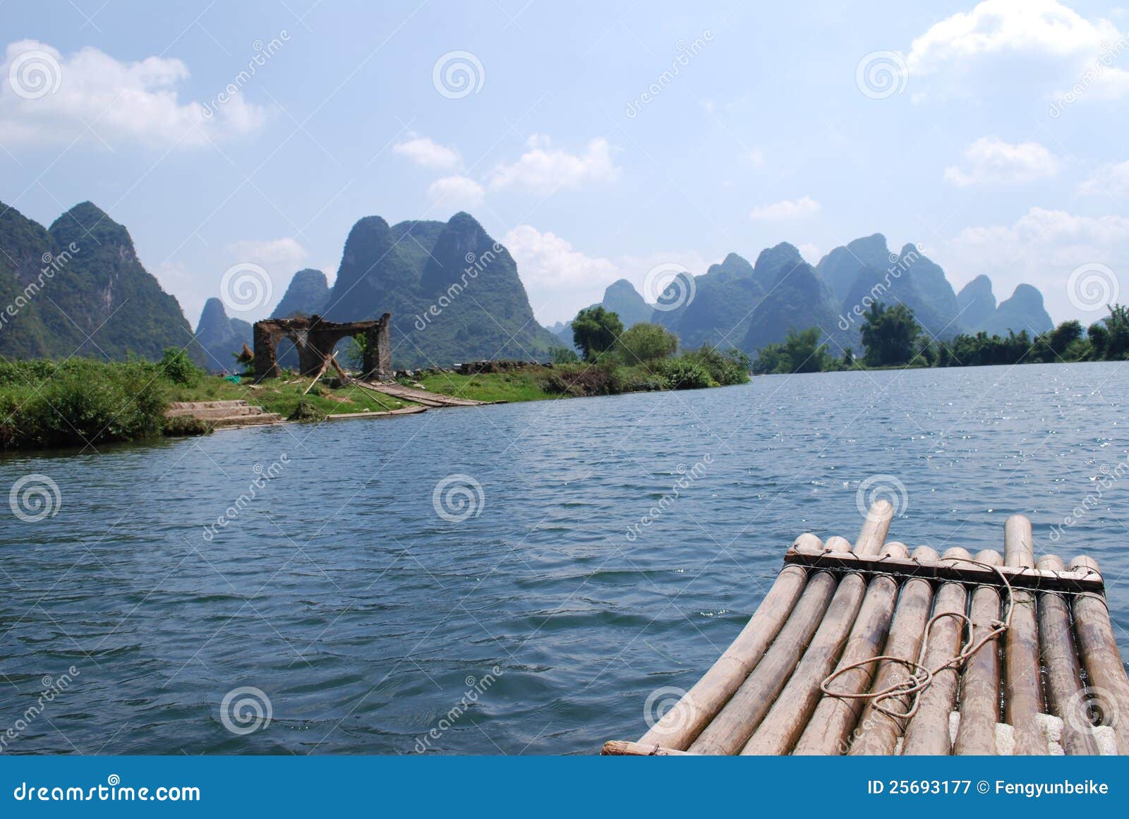 Rafting on the Lijiang River Stock Image - Image of lijiang, mountain ...