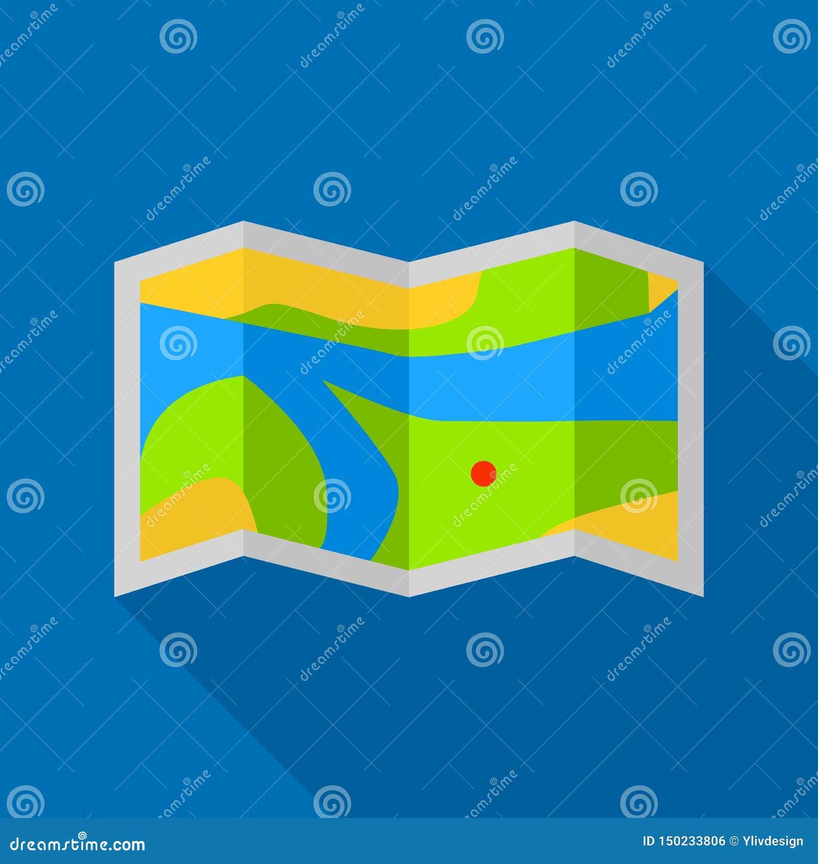 Rafting River Map Icon, Flat Style Stock Vector - Illustration of ...