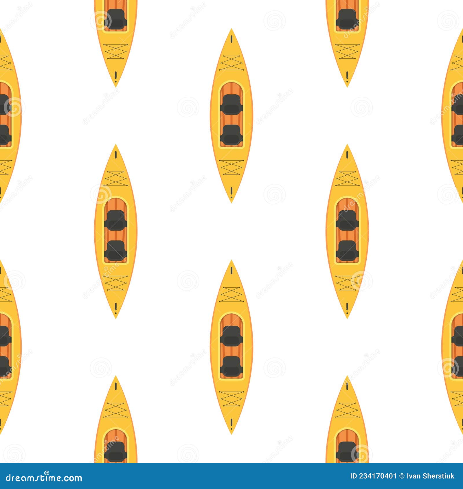 Rafting Seamless Pattern with Repeating Boats. Kayaking and Canoeing ...