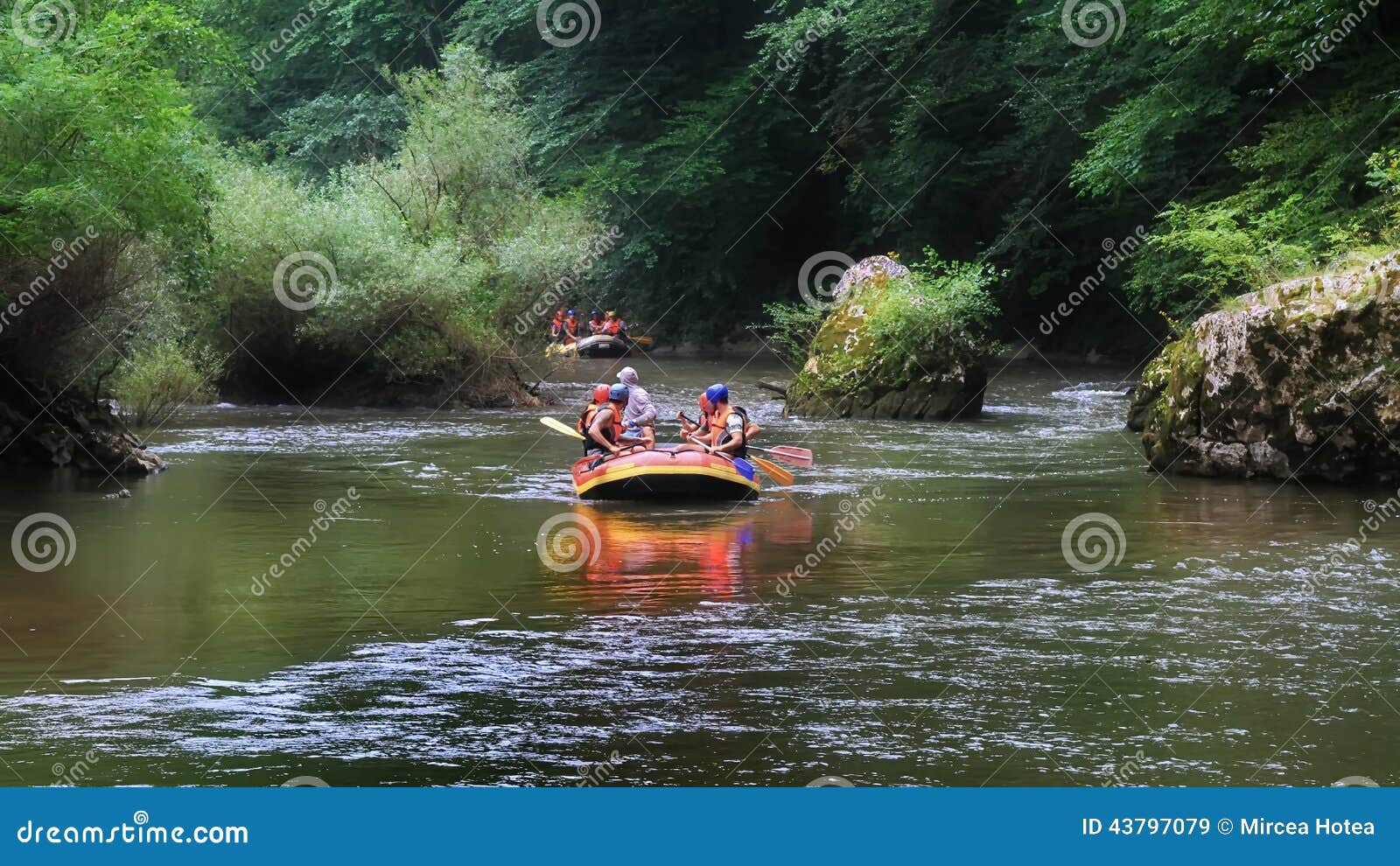Rafting in a wild gorge stock image. Image of forest - 43797079