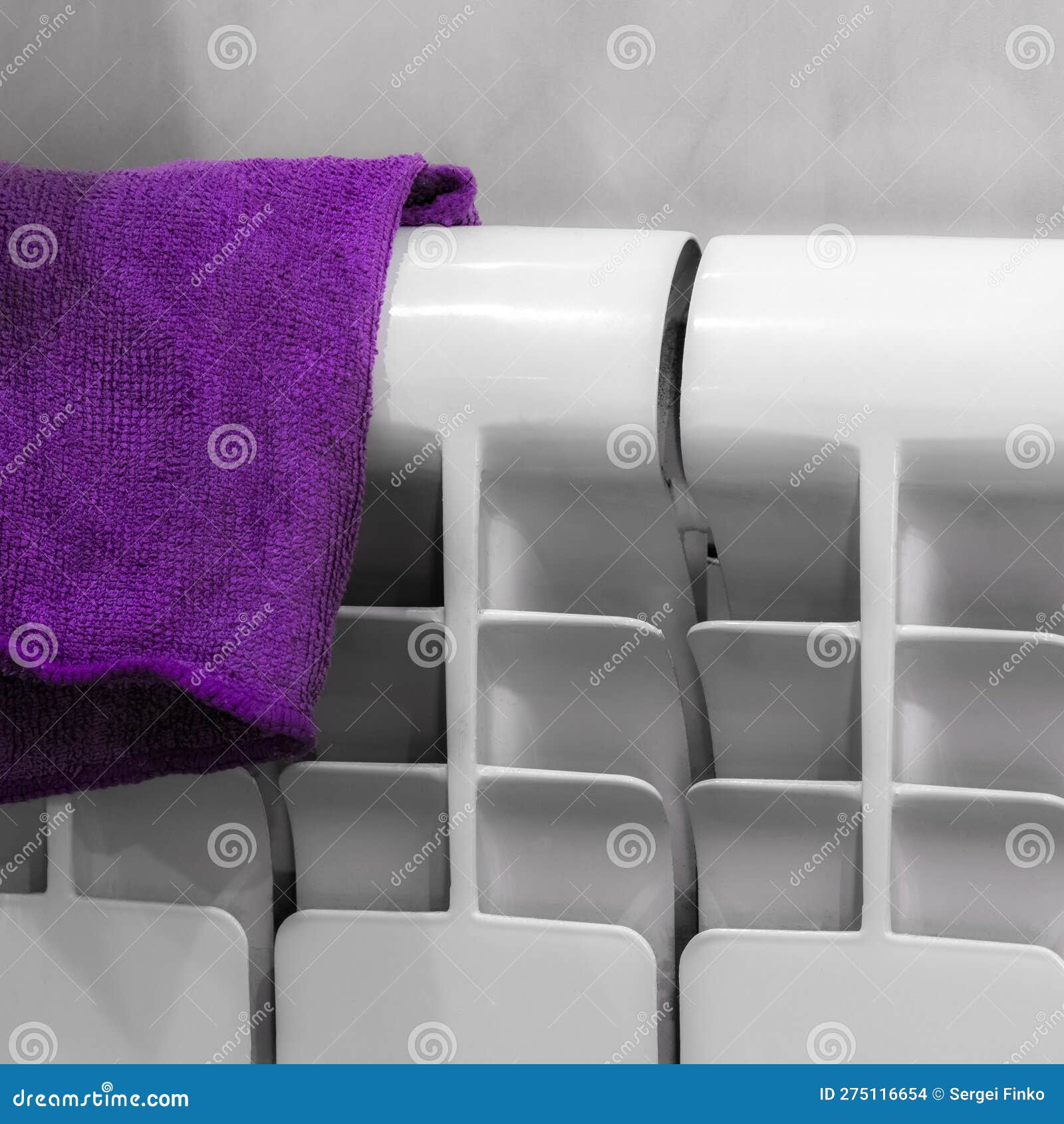 Rag on the heating battery stock photo. Image of heating - 275116654