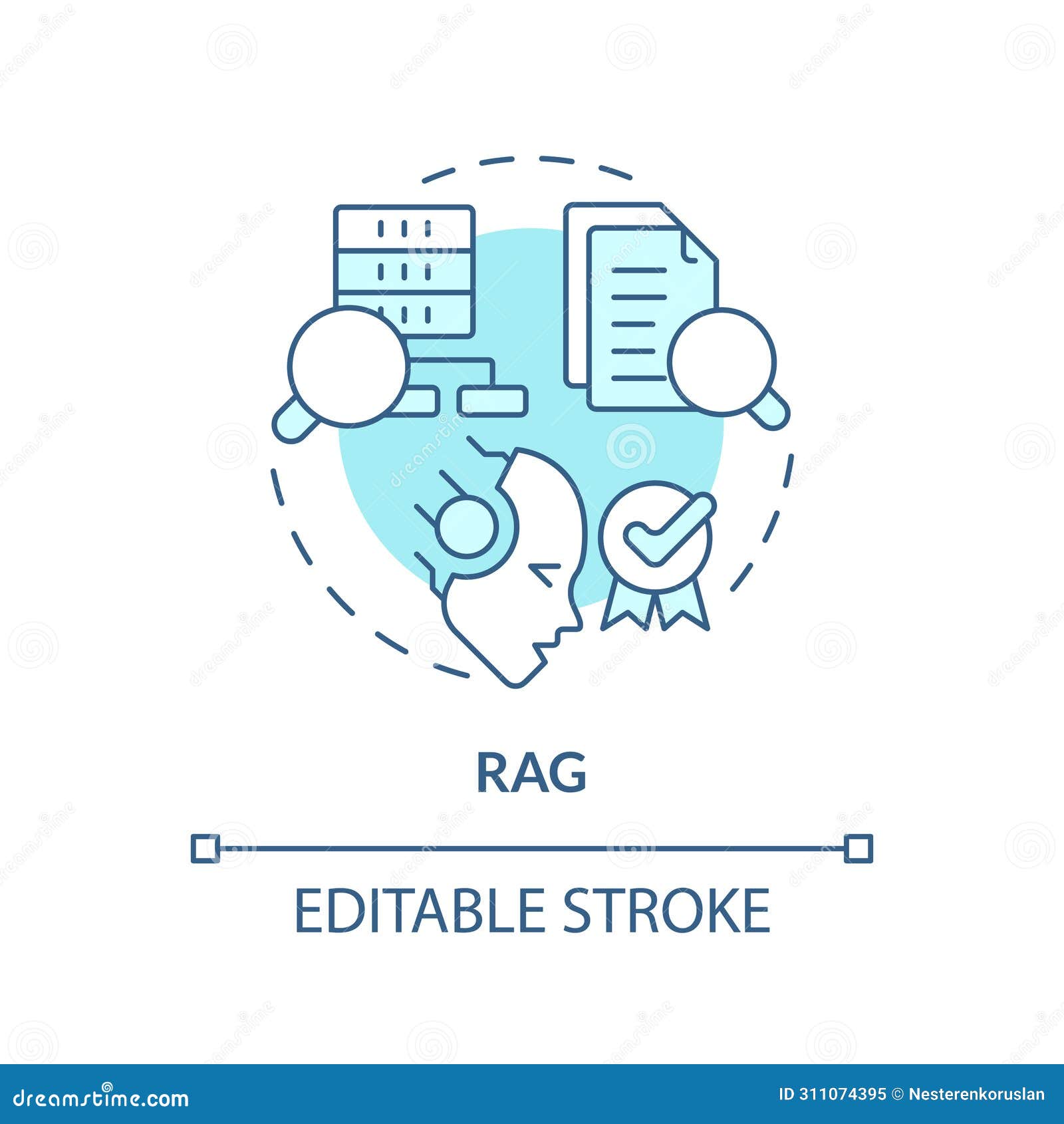 RAG soft blue concept icon stock vector. Illustration of outline ...