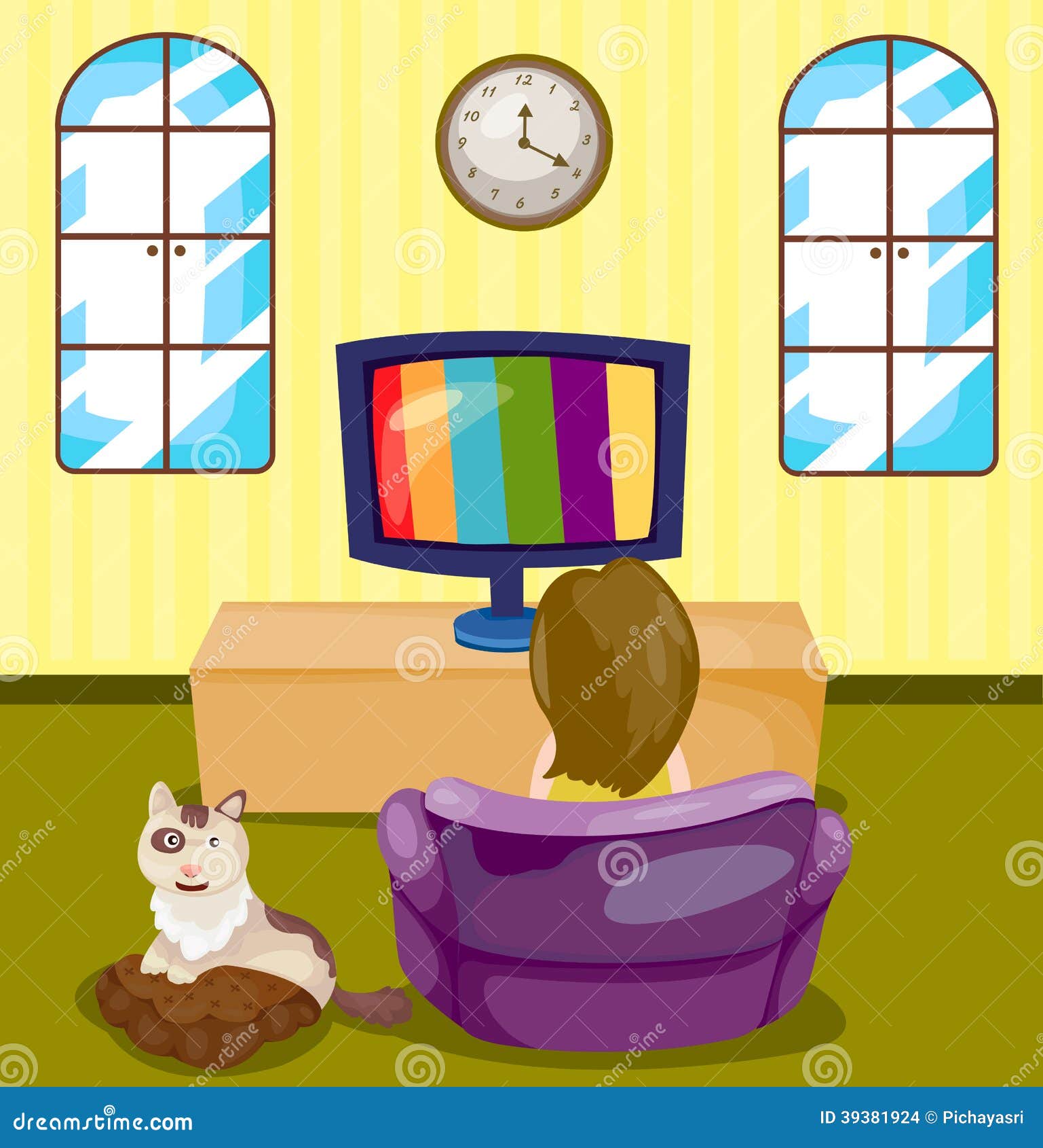 Ragazza Che Guarda Tv Illustrazioni, Vettoriali E Clipart Stock – (380 ...