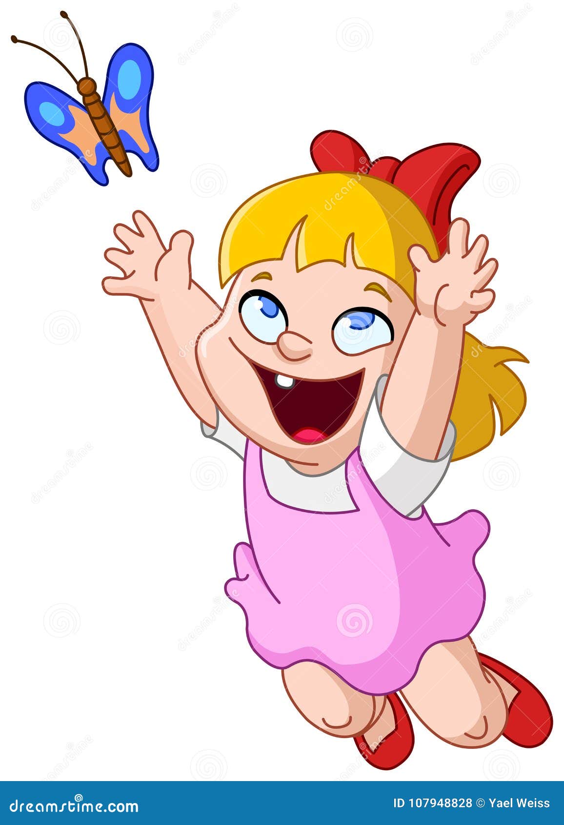 Ragazza Che Insegue Farfalla Illustrazione Vettoriale - Illustrazione ...