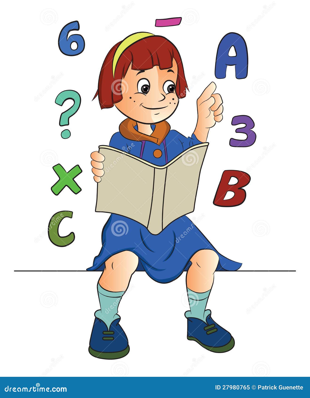 Ragazza Che Studia Per La Matematica, Illustrazione Illustrazione di ...