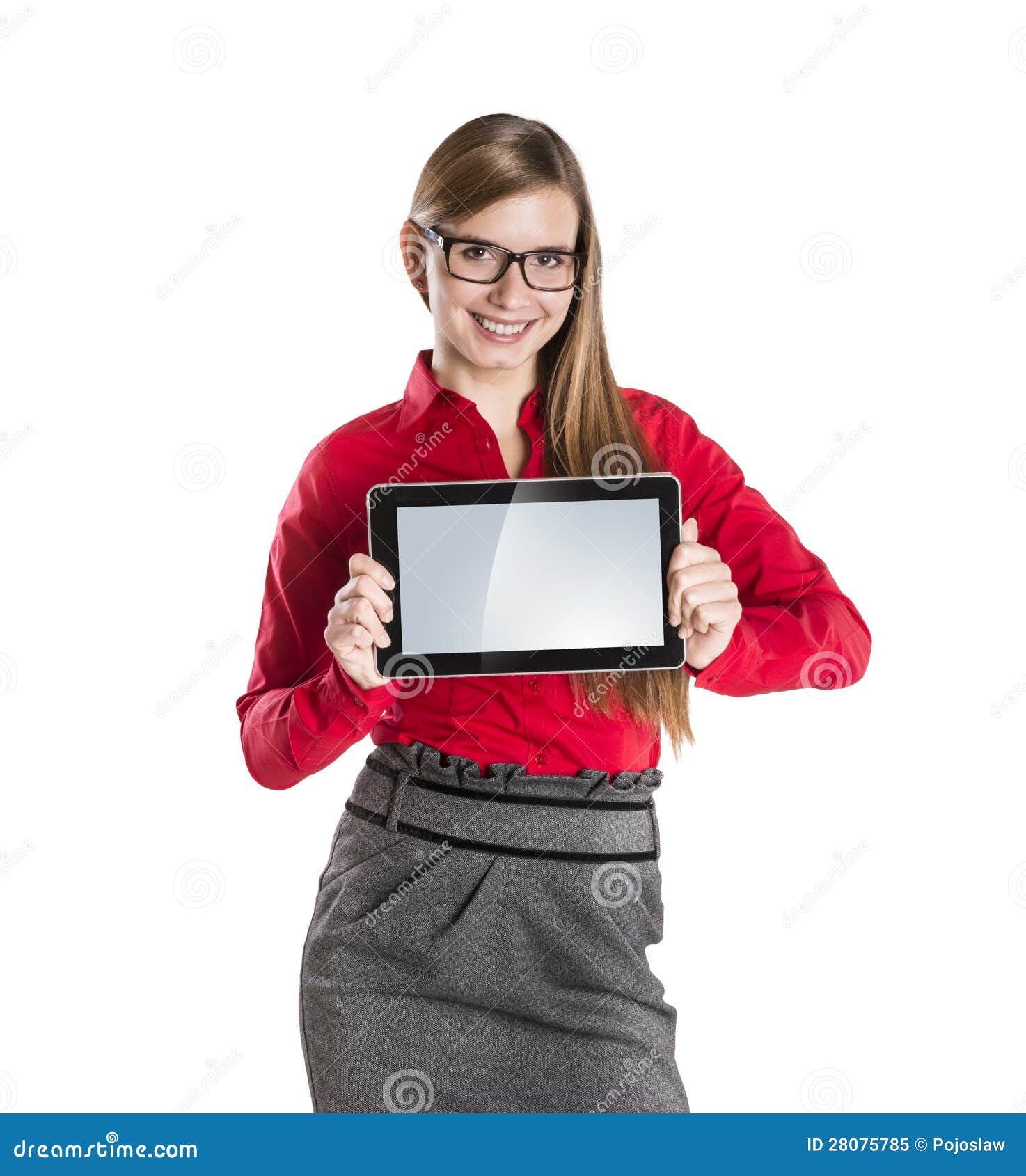 Ragazza con la compressa immagine stock. Immagine di femmina - 28075785