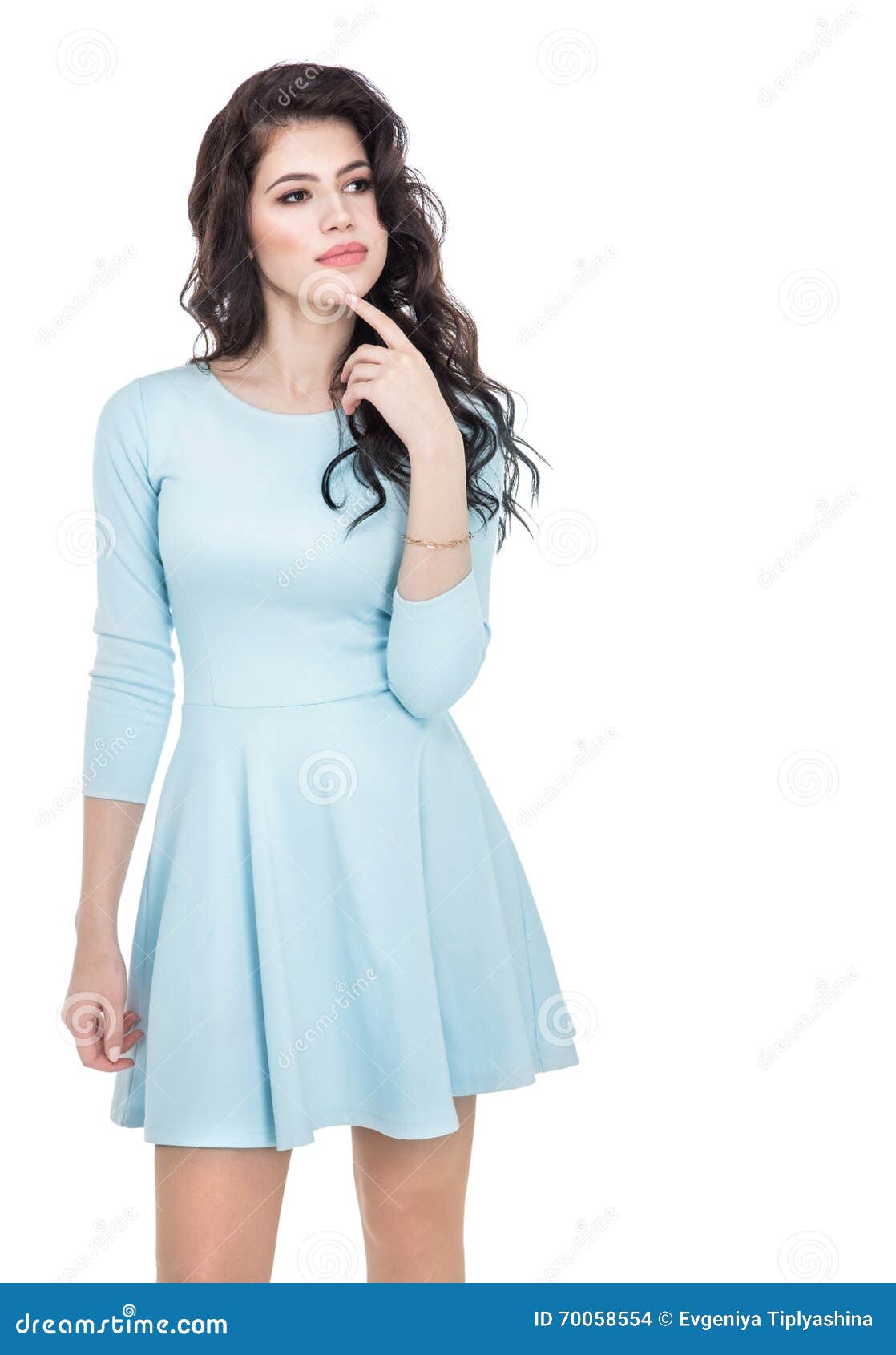 Ragazza Dell'adolescente in Un Vestito Blu Fotografia Stock - Immagine ...