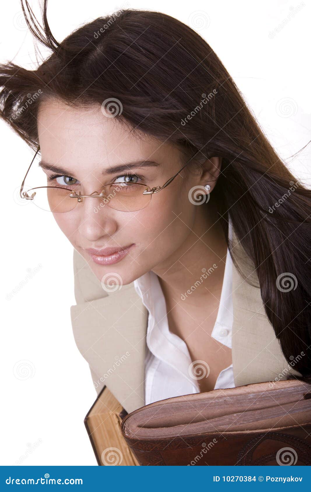Ragazza Intelligente Con Il Vecchio Libro. Fotografia Stock - Immagine ...