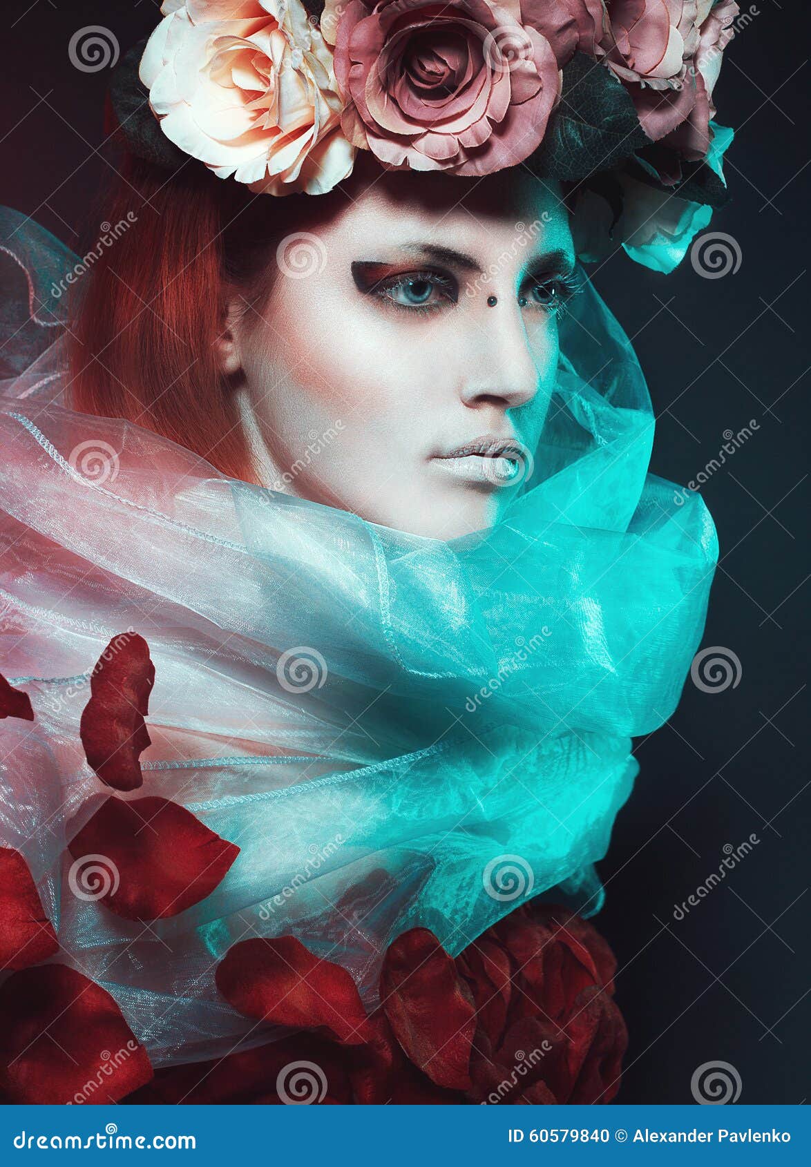 Ragazza magica con le rose fotografia stock. Immagine di faccia - 60579840