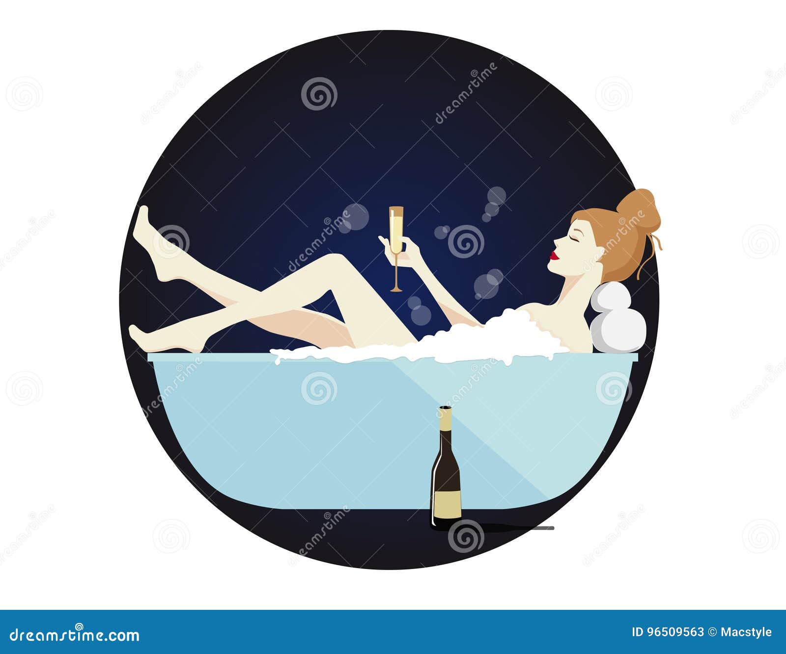 Ragazza Nella Vasca Illustrazione Di Stock Illustrazione Di Champagne 96509563