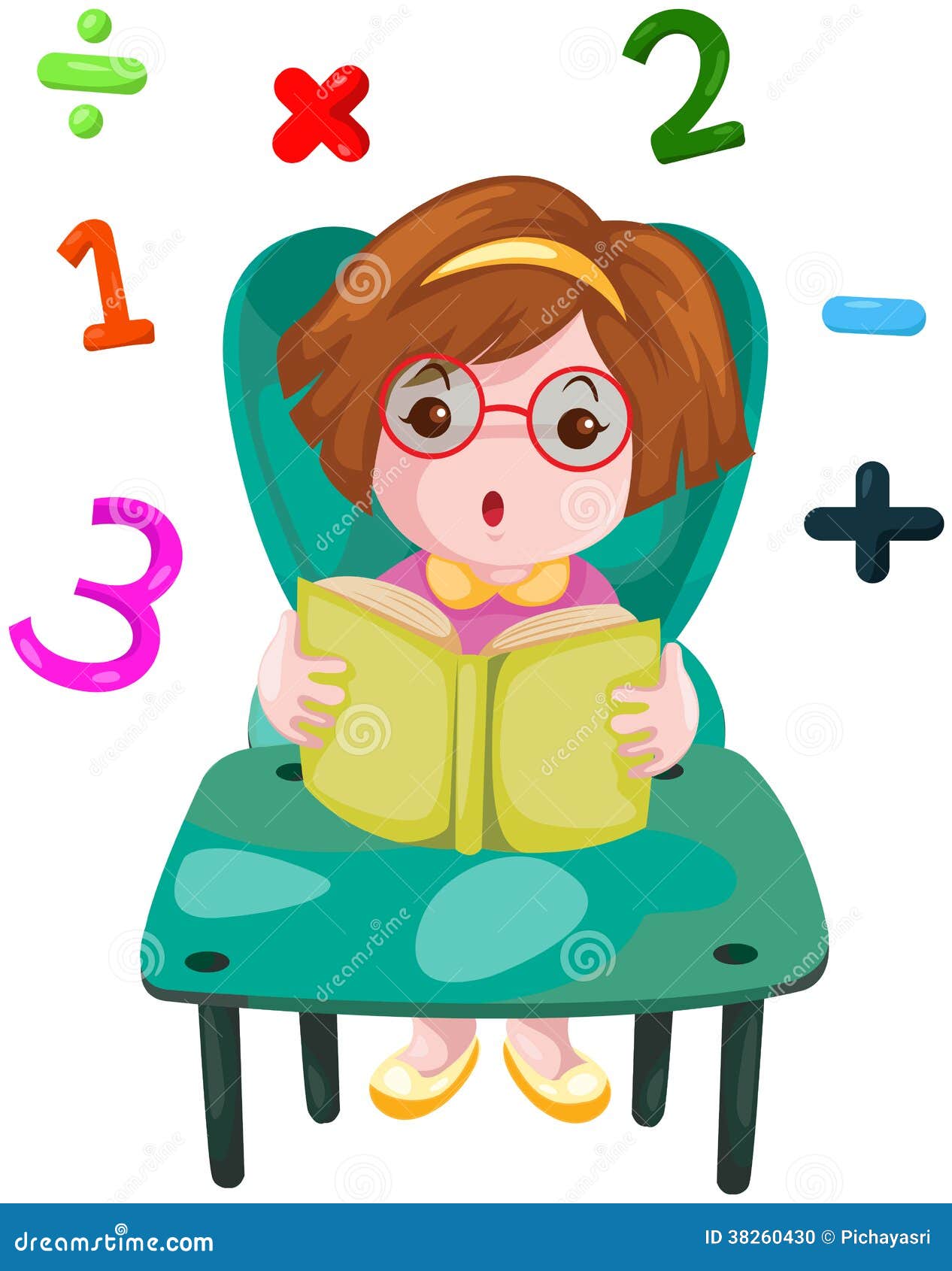 Ragazza Sveglia Che Studia Matematica Illustrazione Vettoriale ...