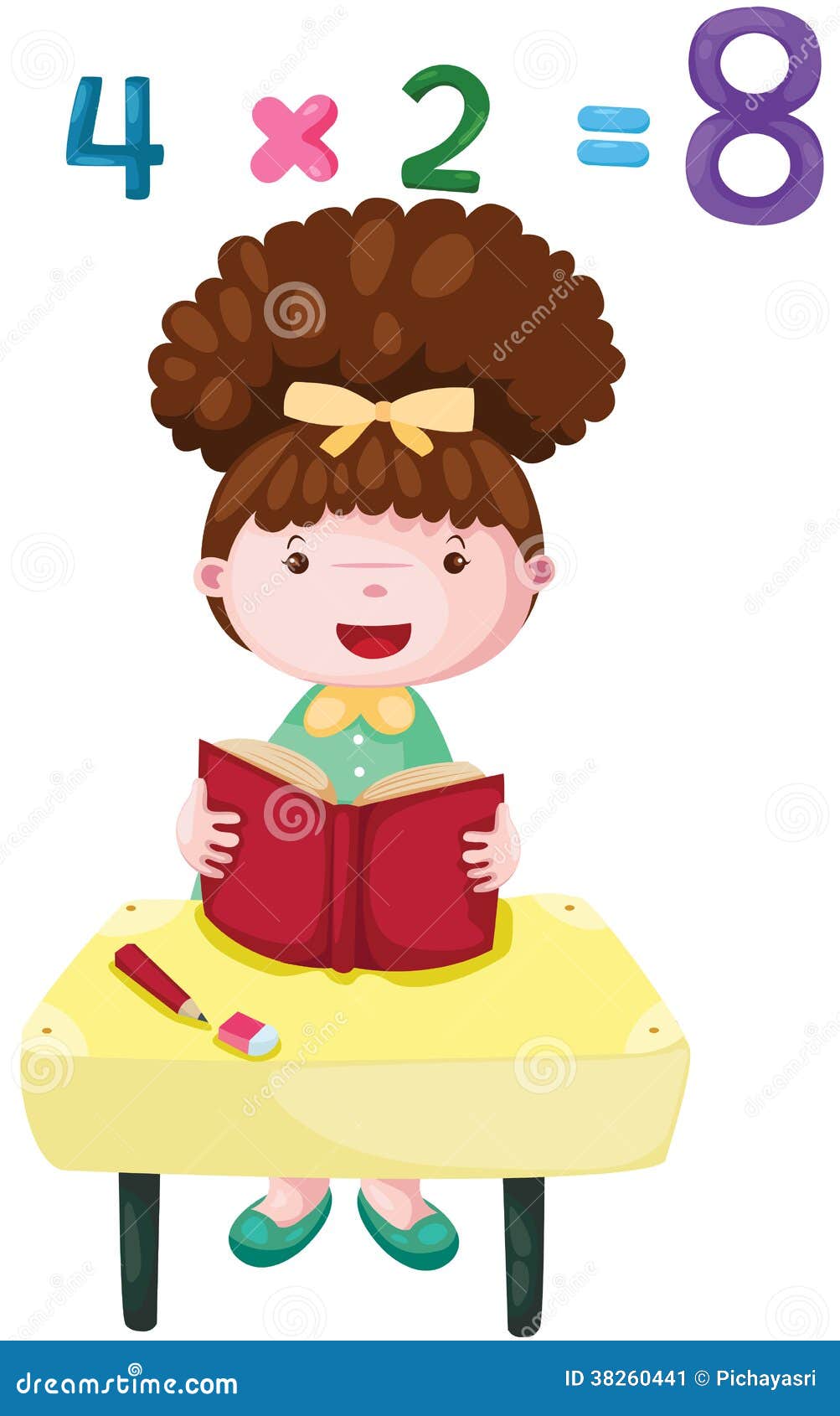 Ragazza Sveglia Che Studia Matematica Illustrazione Vettoriale ...