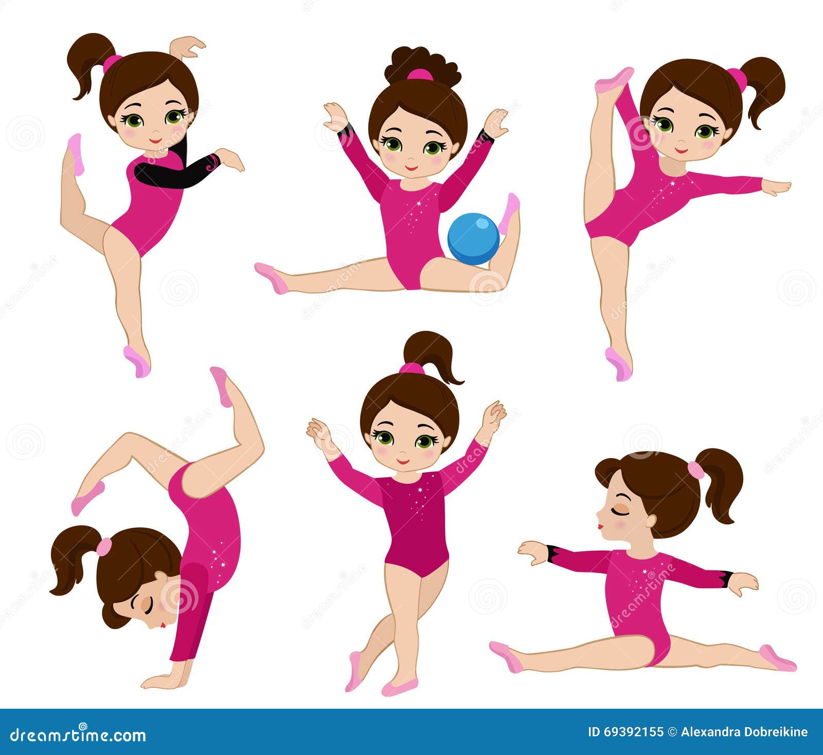 Ragazze Sveglie Di Ginnastica Messe Nelle Pose Differenti Illustrazione ...