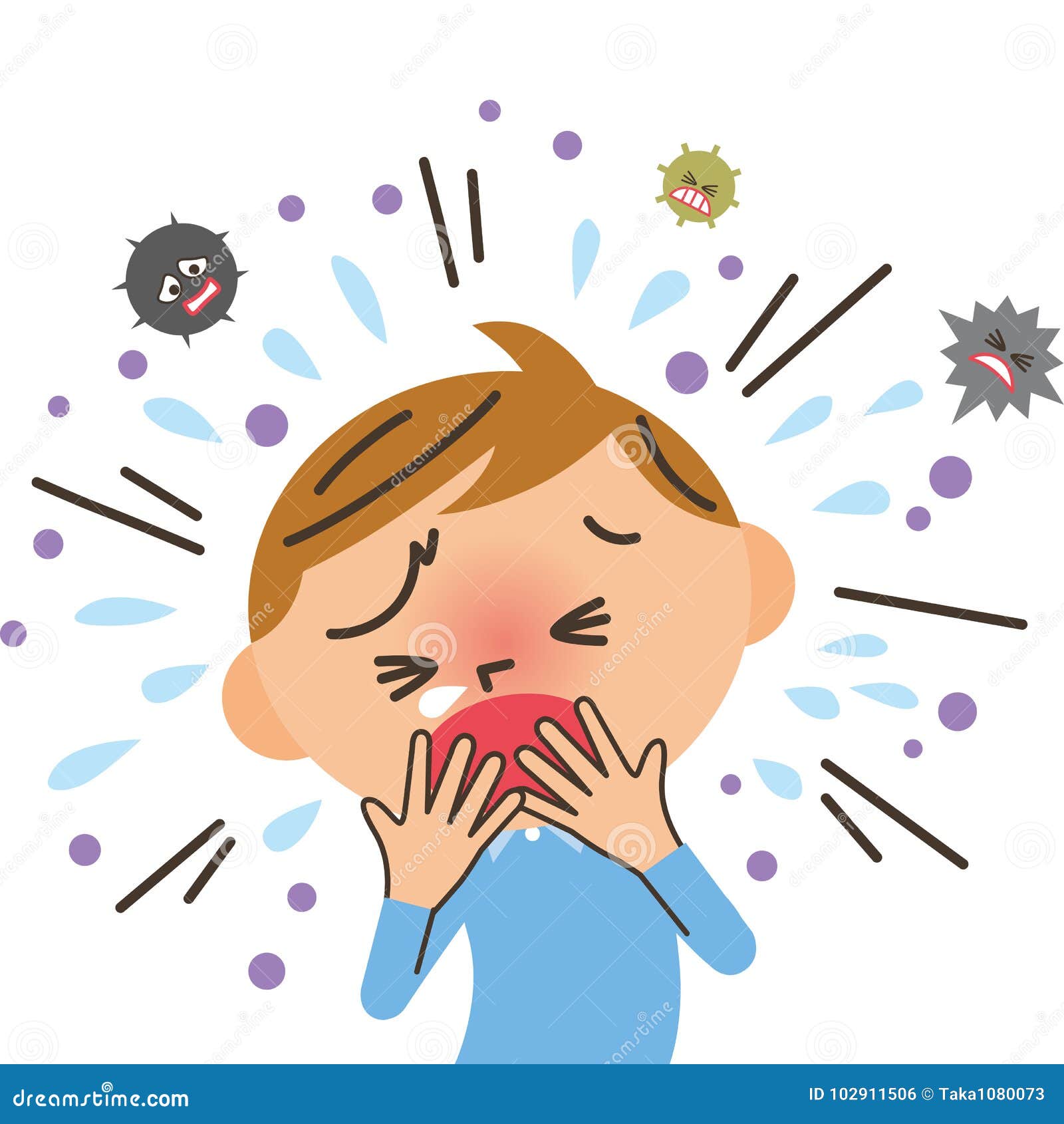 Ragazzo da tossire illustrazione vettoriale. Illustrazione di ...