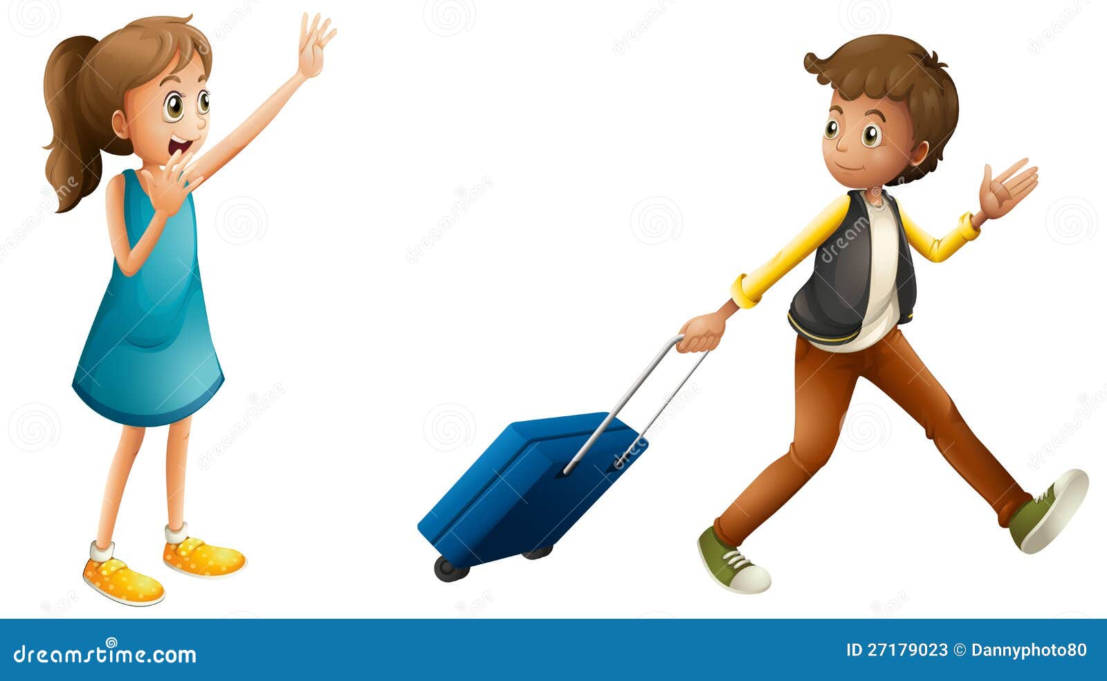 Ragazzo, ragazza e valigia illustrazione di stock. Illustrazione di ...