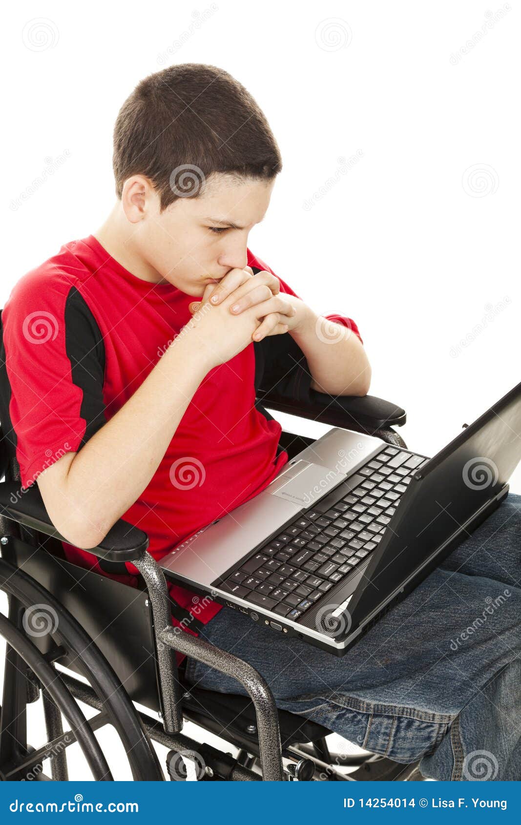 Ragazzo Teenager Invalido in Linea Fotografia Stock - Immagine di ...