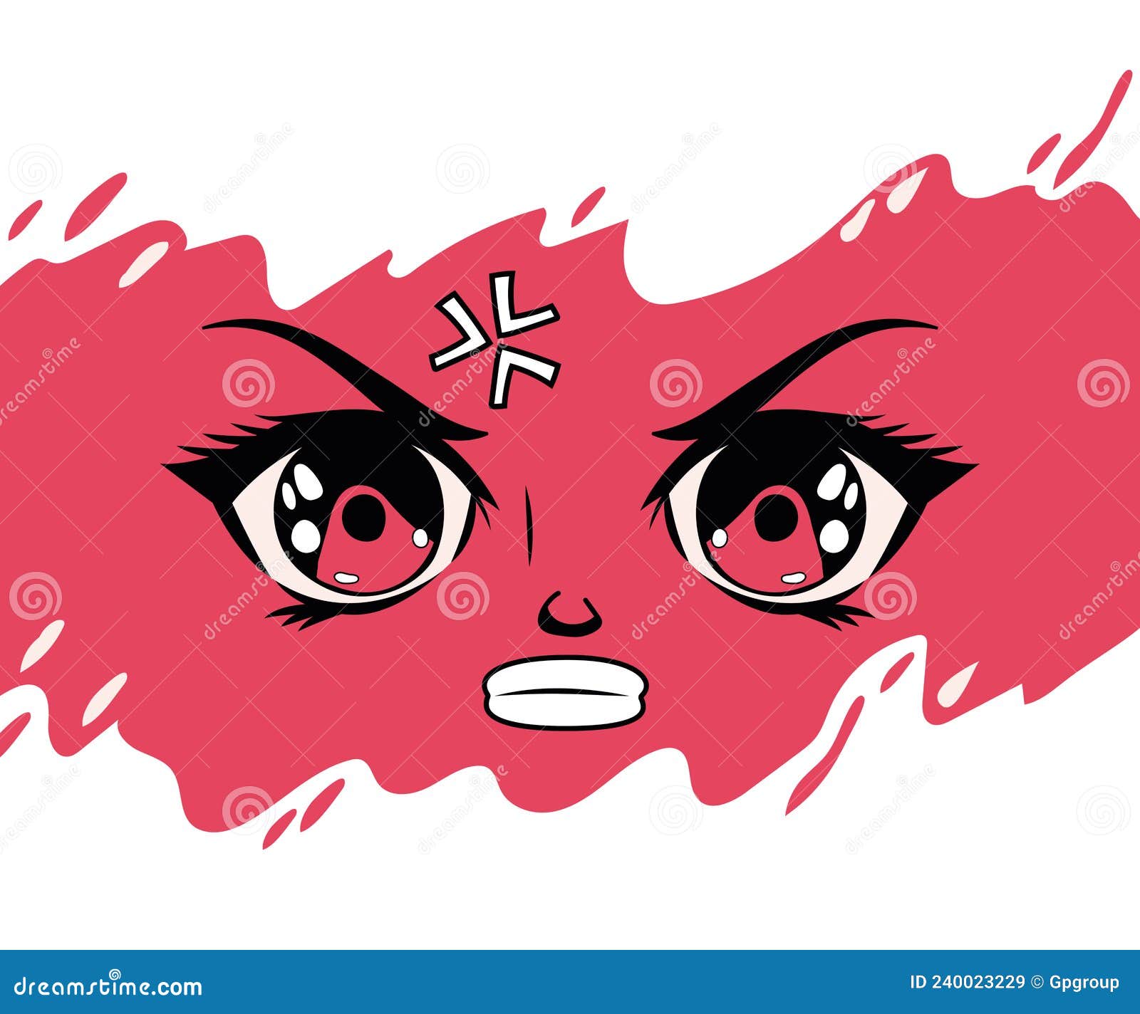 Rage anime face stock vector. Illustration of manga - 240023229