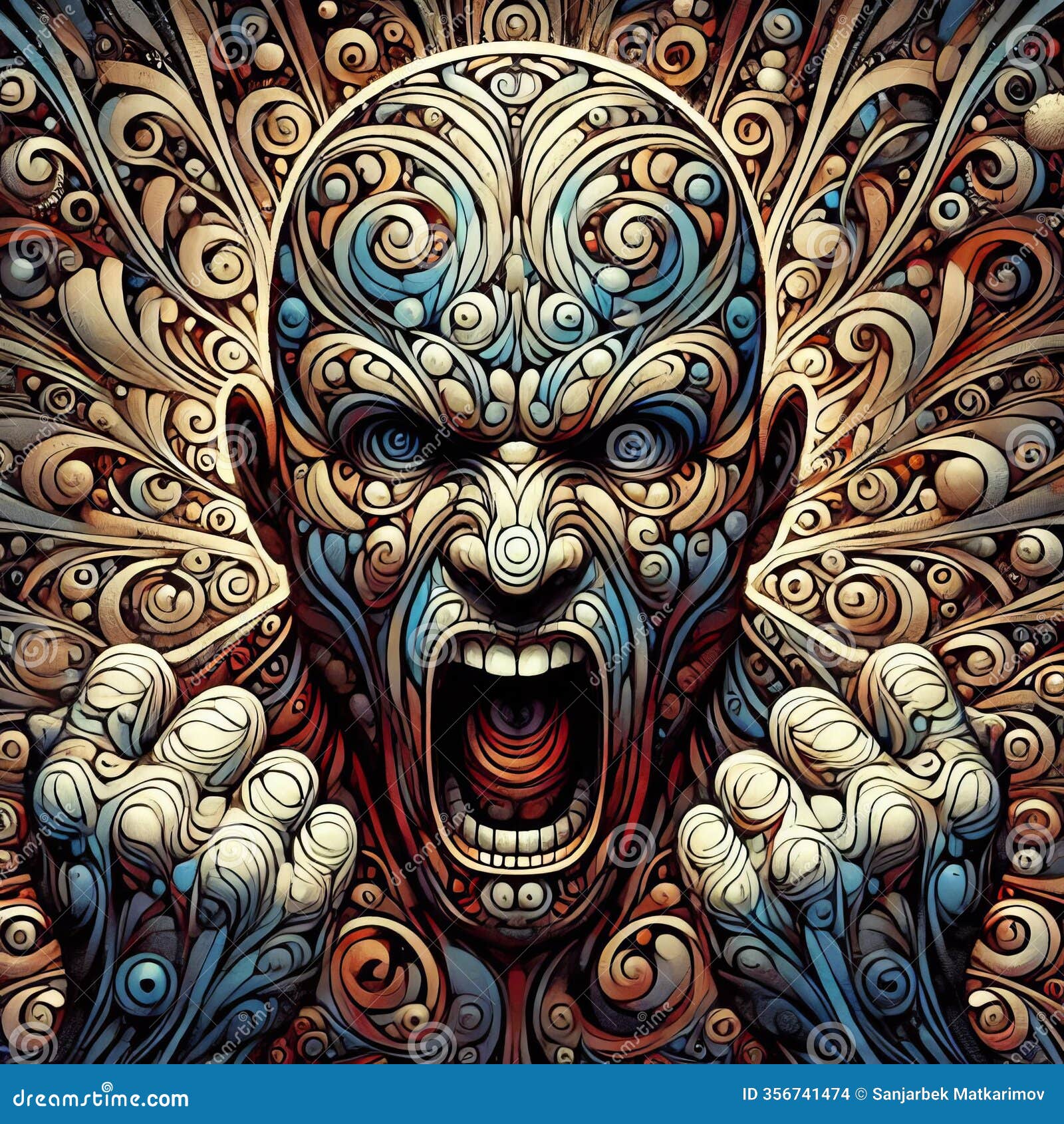 Rage a Dense Aggressive Pattern of Shapes and Colors Representin Stock ...