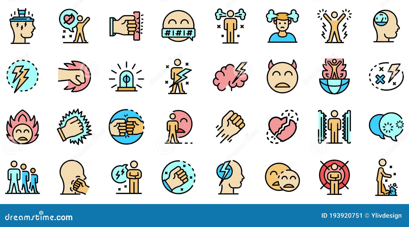 Rage icons set vector flat stock vector. Illustration of flat - 193920751