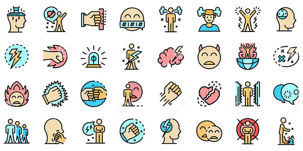 Rage icons set vector flat stock vector. Illustration of flat - 193920751