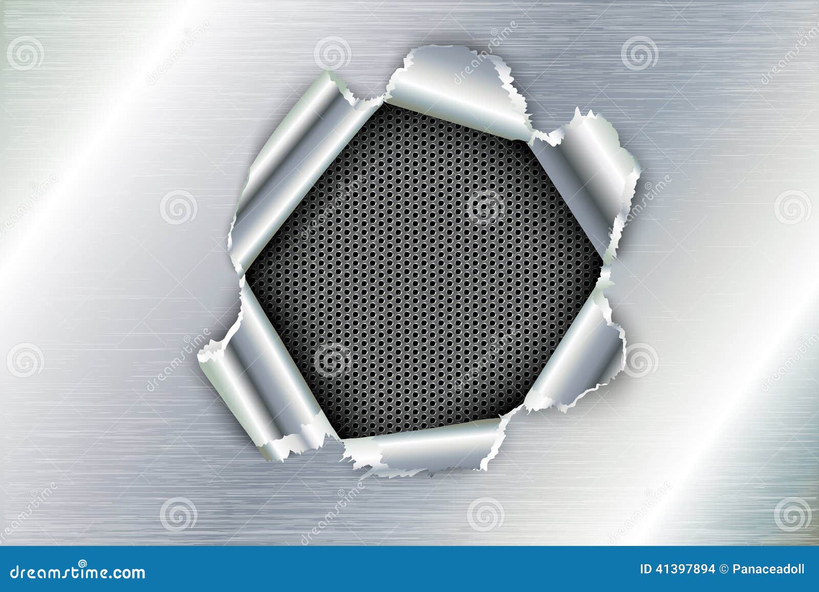 Ragged hole in the metal stock vector. Illustration of shot - 41397894