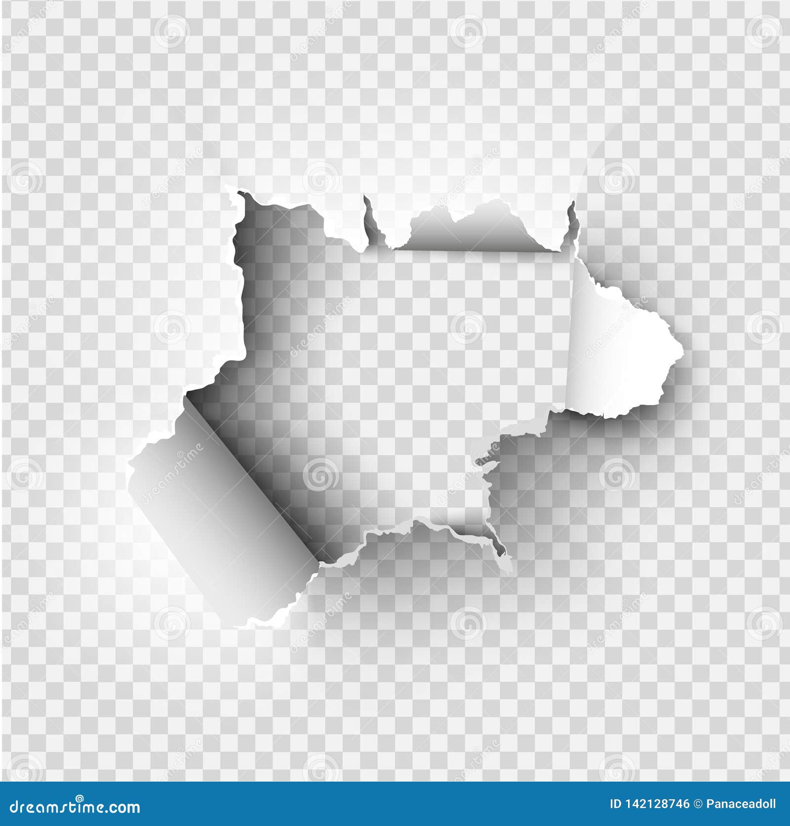 Ragged Hole Torn in Ripped Paper on Transparent Stock Illustration ...