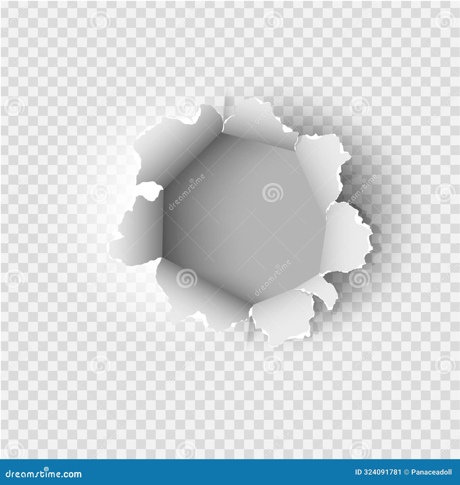 Ragged Hole Torn in Ripped Paper on Transparent Background Stock Vector ...