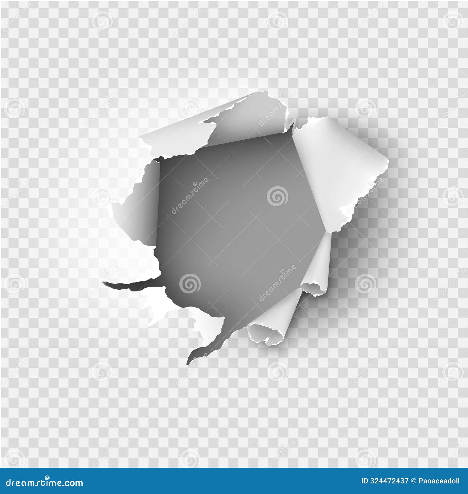 Ragged Hole Torn in Ripped Paper on Transparent Background Stock Vector ...