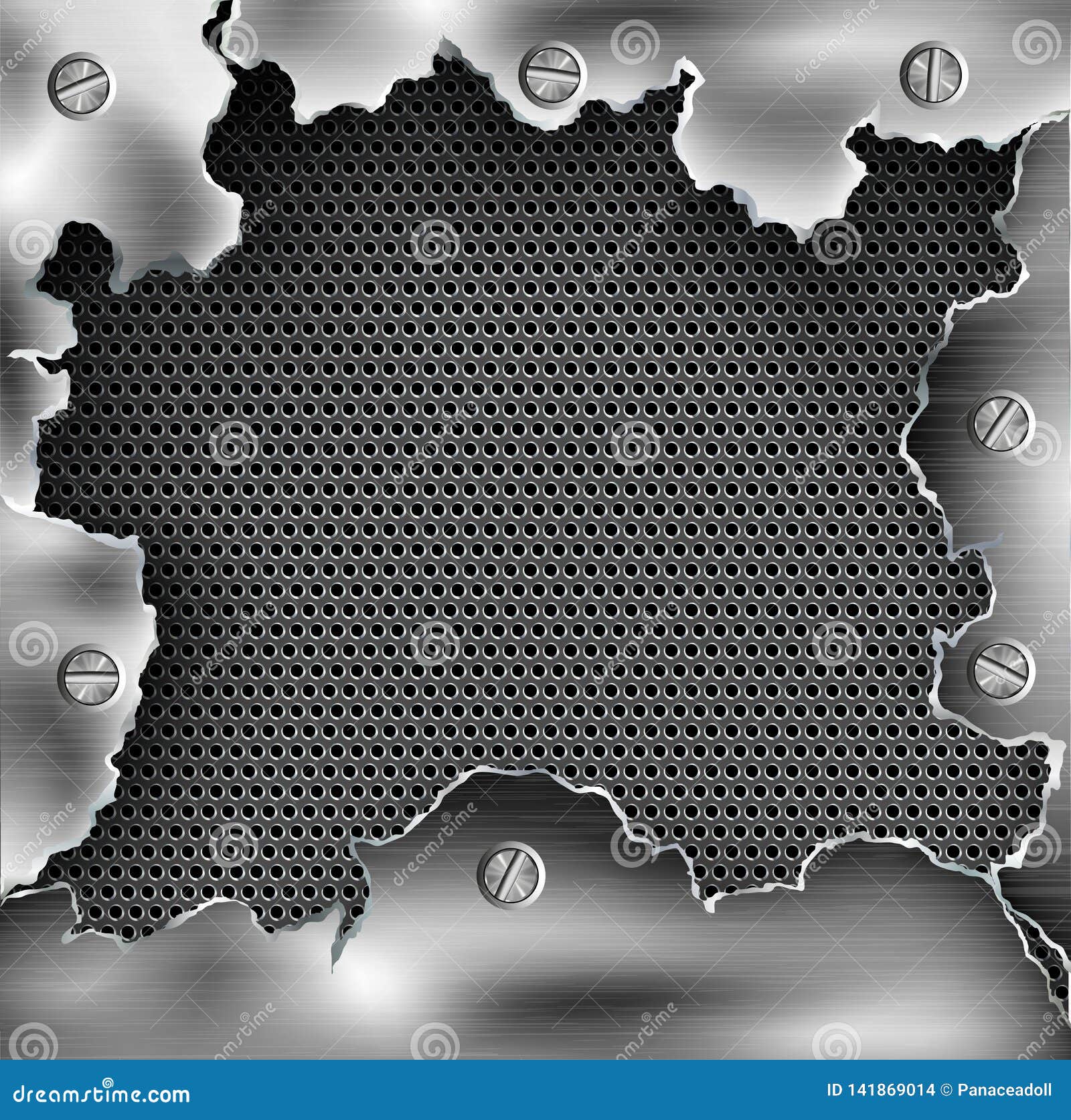 Ragged Hole Torn in Ripped Steel on Metal Stock Illustration ...