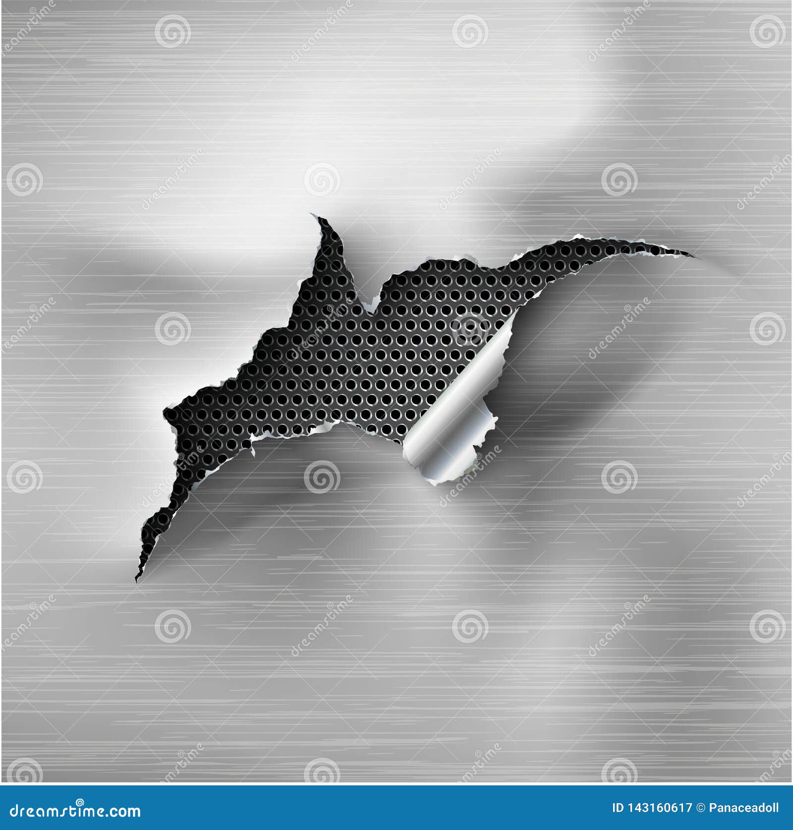 Ragged Hole Torn in Ripped Steel on Metal Stock Illustration ...
