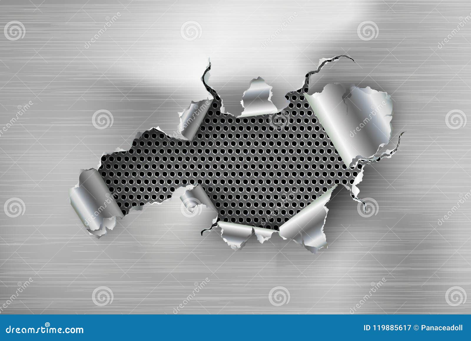 Ragged Hole Torn in Ripped Steel on Metal Stock Illustration ... Ragged Hole Torn in Ripped Steel on Metal Stock Illustration ...