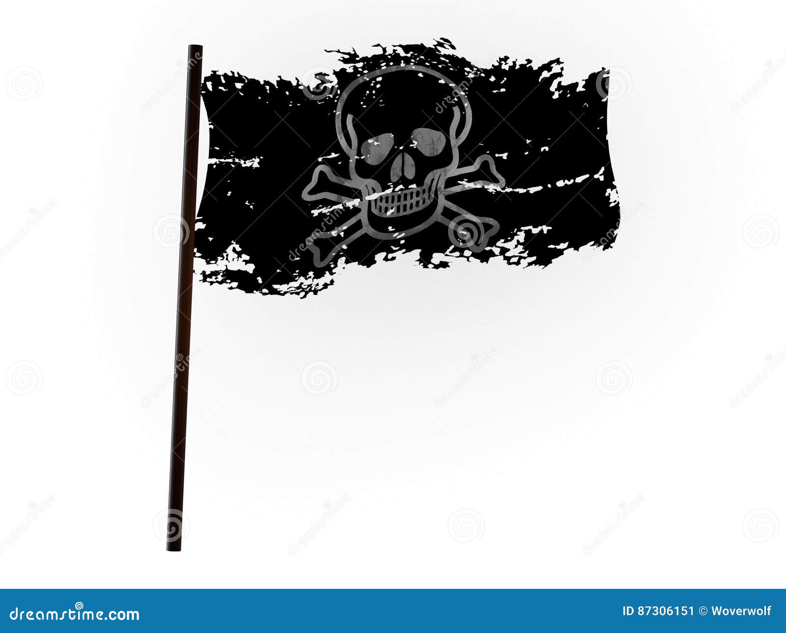 Ragged Pirate Flag on the Shaft Stock Illustration - Illustration of ...