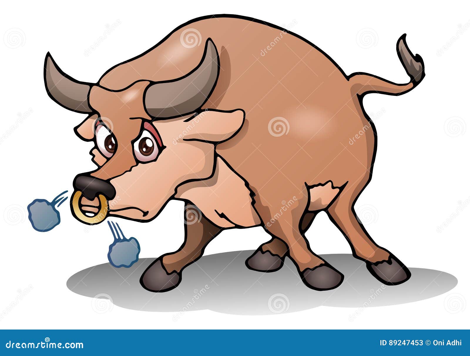Raging Bull on Isolated White Stock Illustration - Illustration of ...
