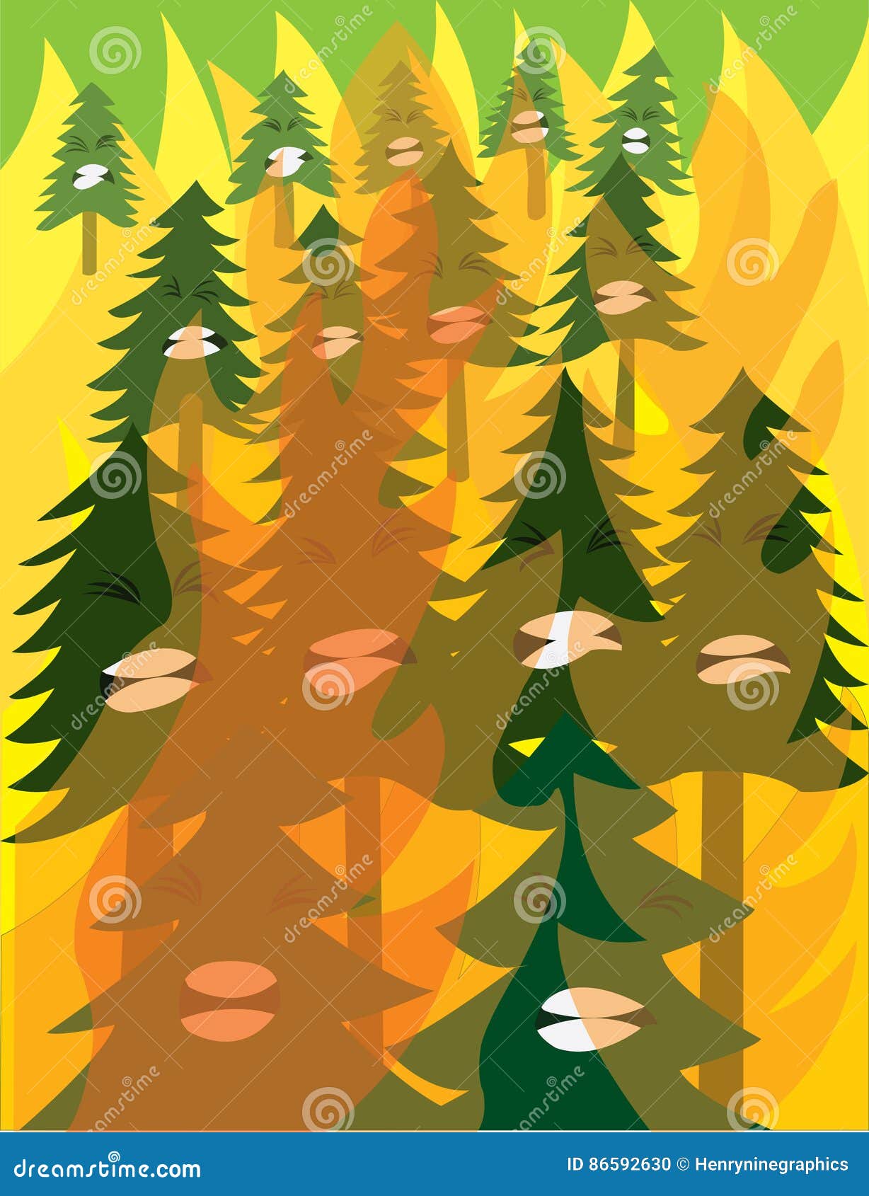 Raging Bushfires stock vector. Illustration of wood, flames - 86592630