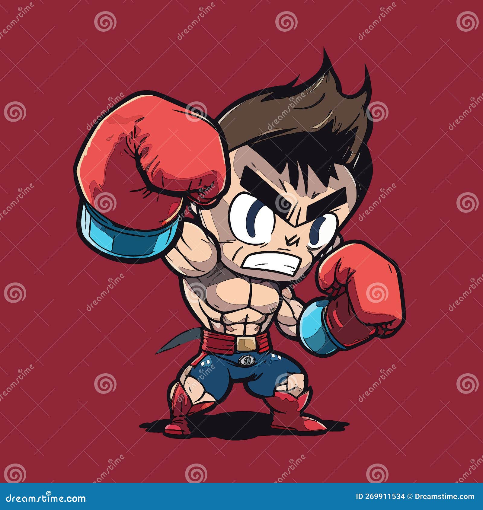 Raging cartoon boxing boy stock illustration. Illustration of angry ...