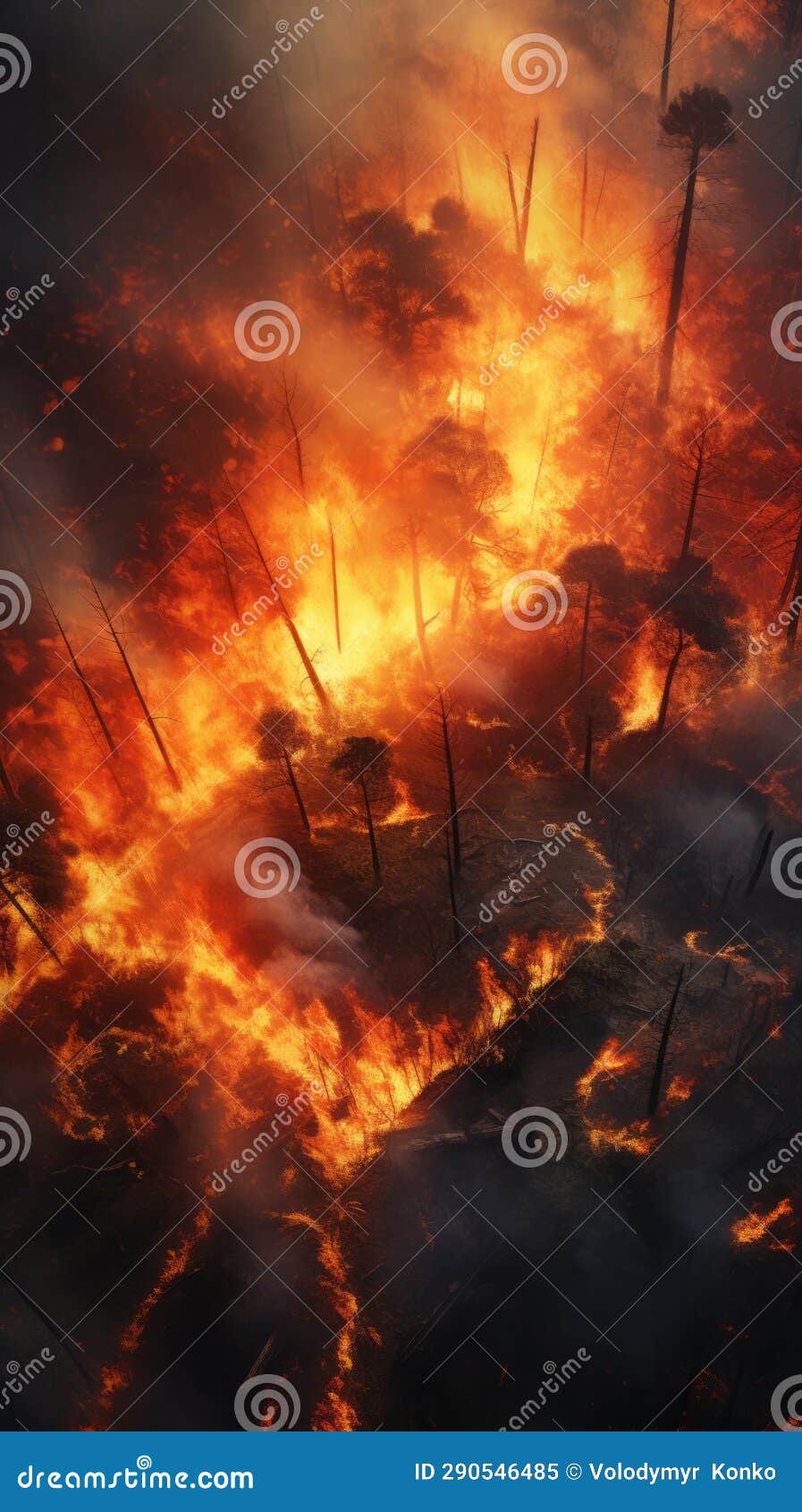 A Raging Fire Engulfing a Dense Forest, Creating a Dramatic and ...