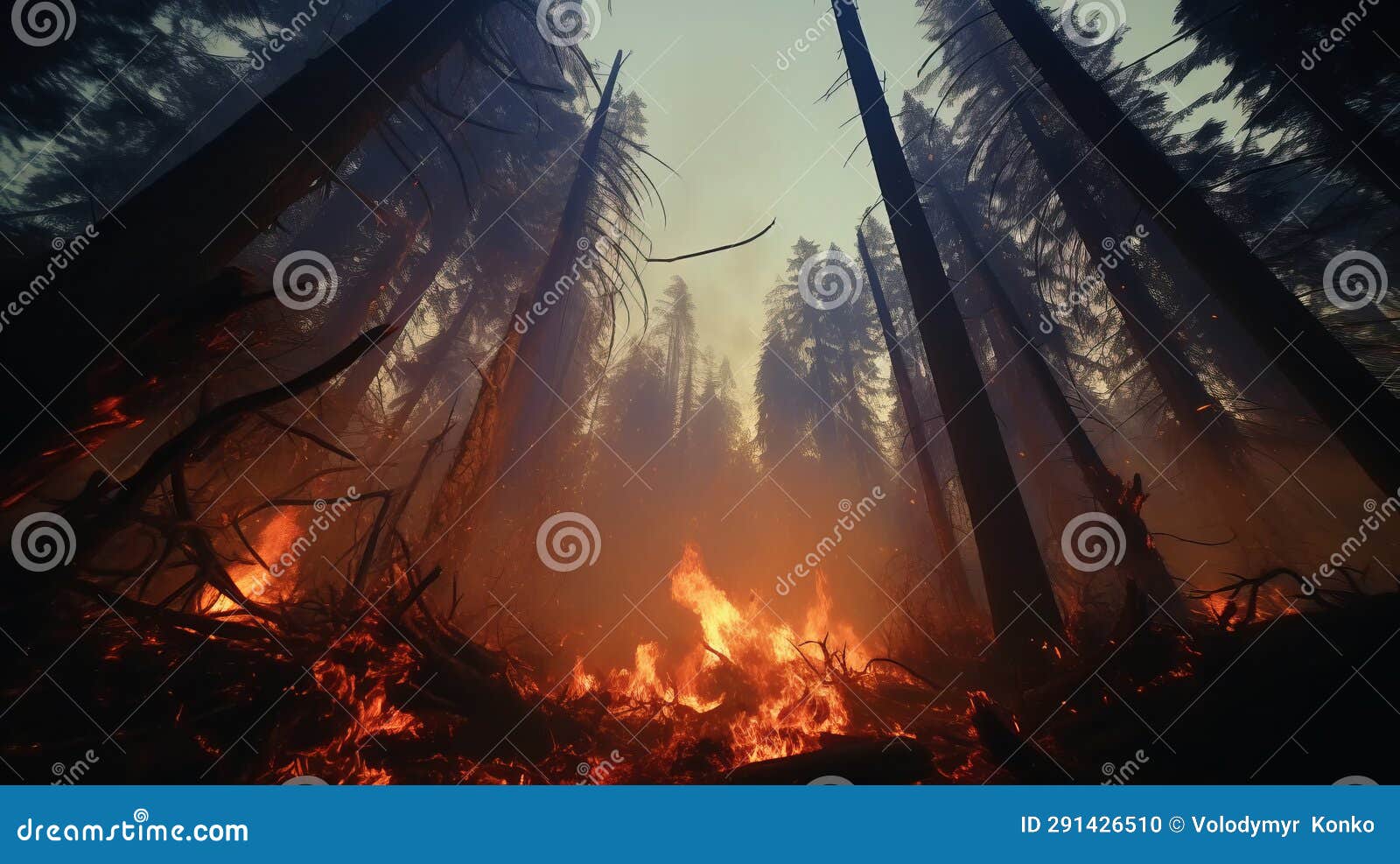 A Raging Fire Engulfing a Forest Stock Photo - Image of fiery, forest ...