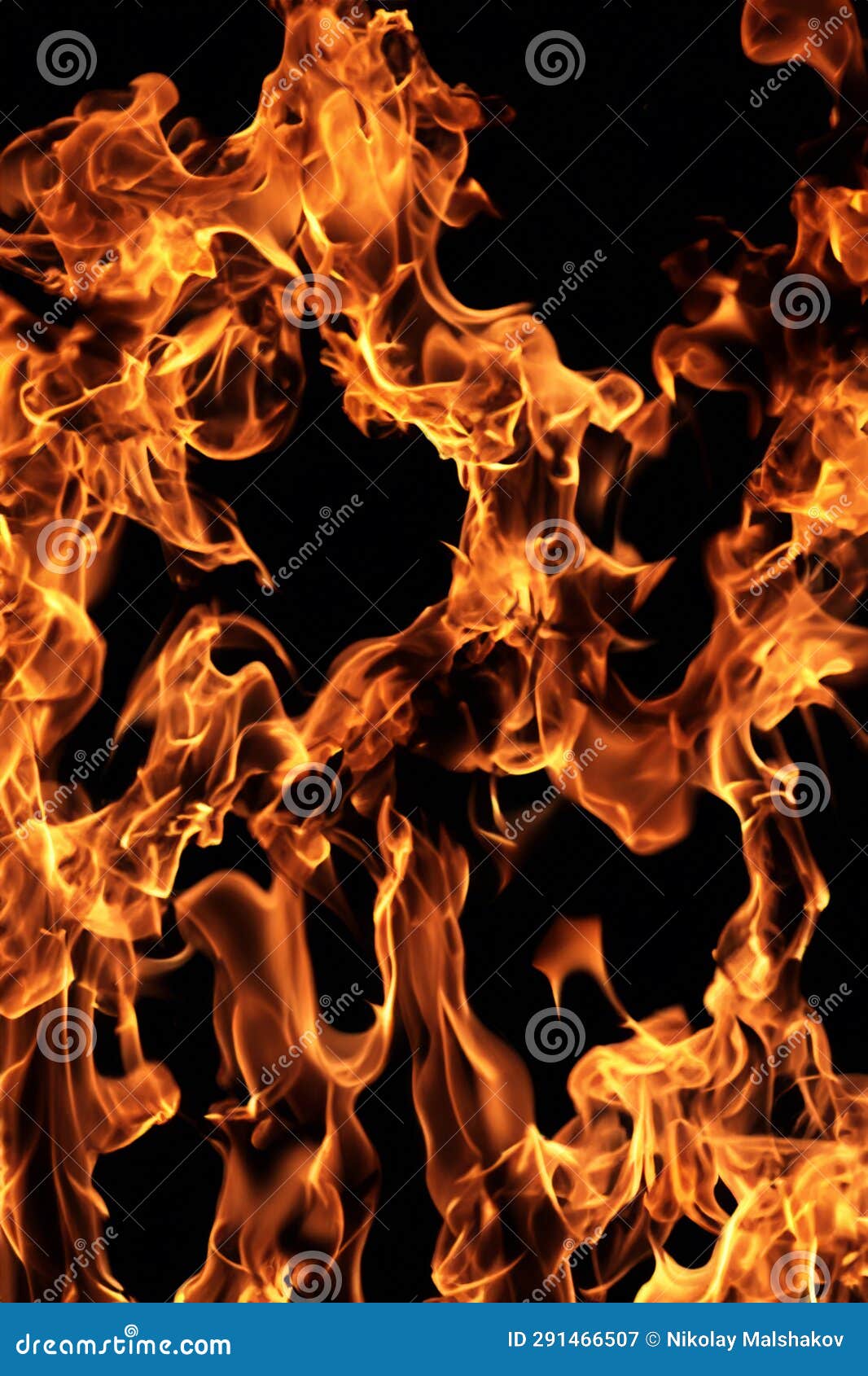 Raging Fire: Flames on a Black Canvas Stock Image - Image of yellow ...
