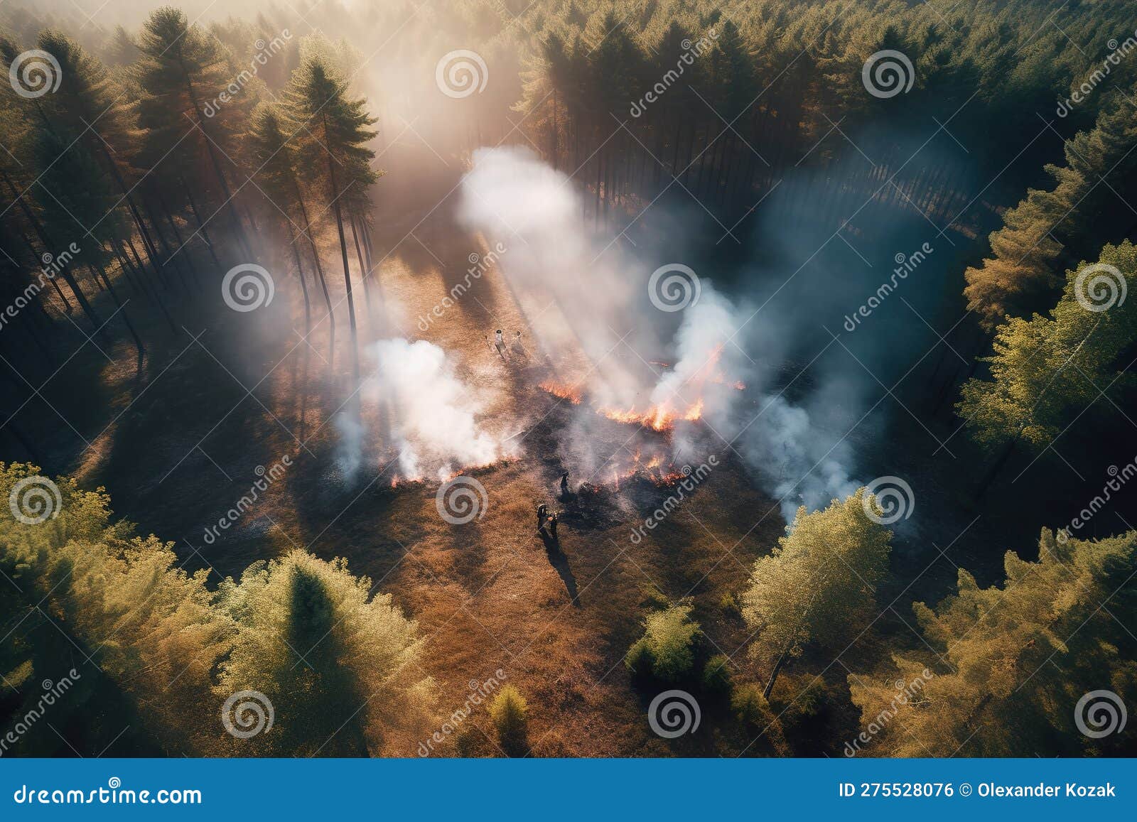 Raging Fire in the Forest with Huge Flames and Thick Smoke. Generative ...