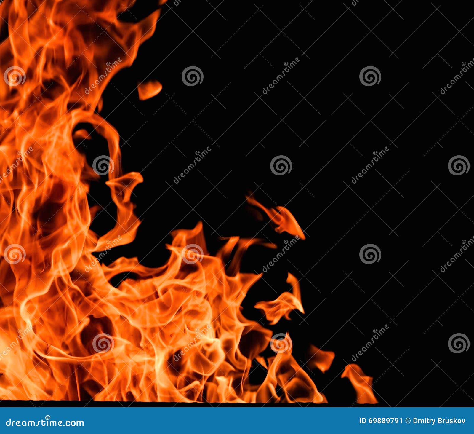 Raging Flames Red Fire Black Background Stock Image - Image of ...