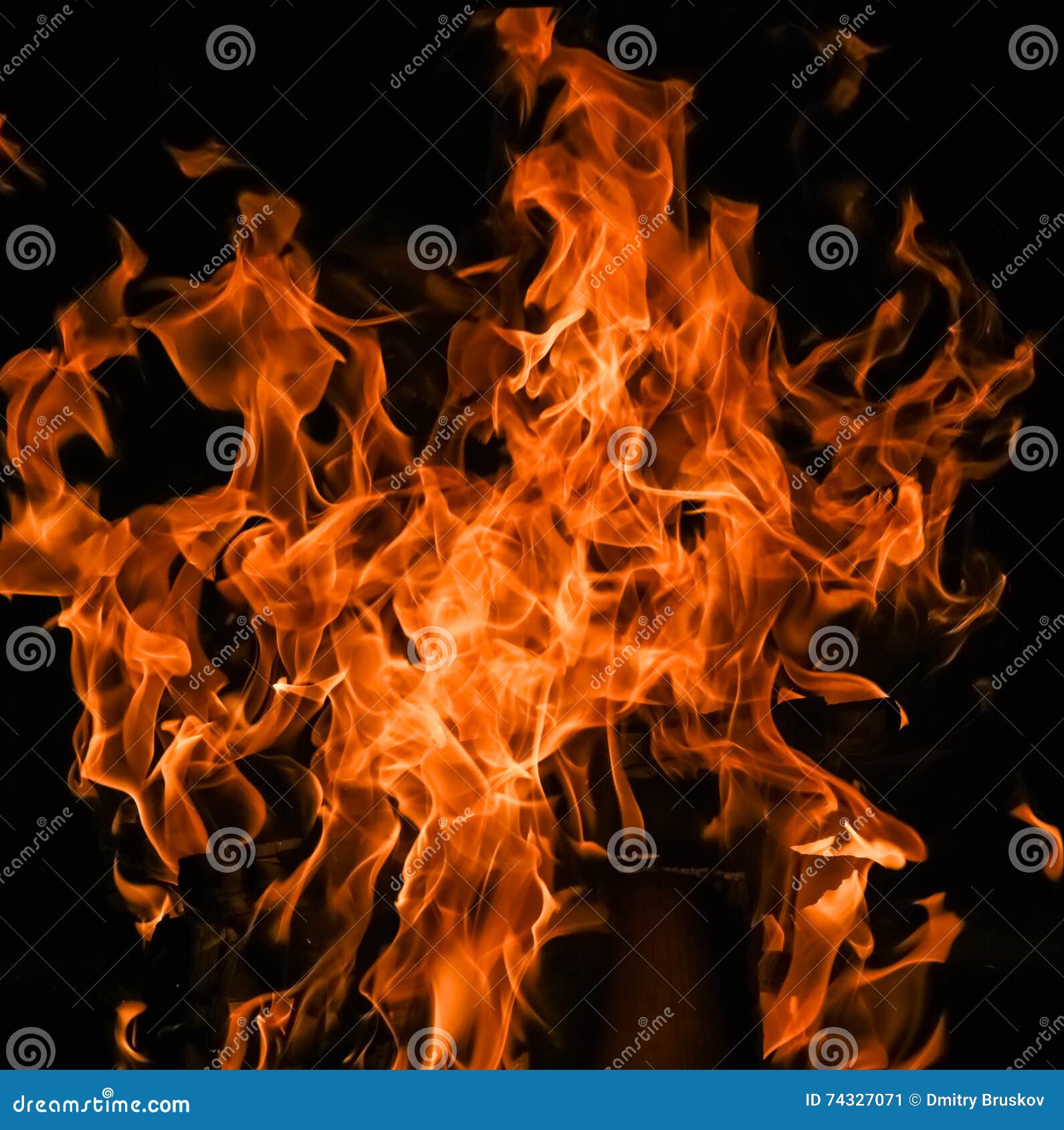 Raging Flames Red Fire Black Background Stock Image - Image of campfire ...