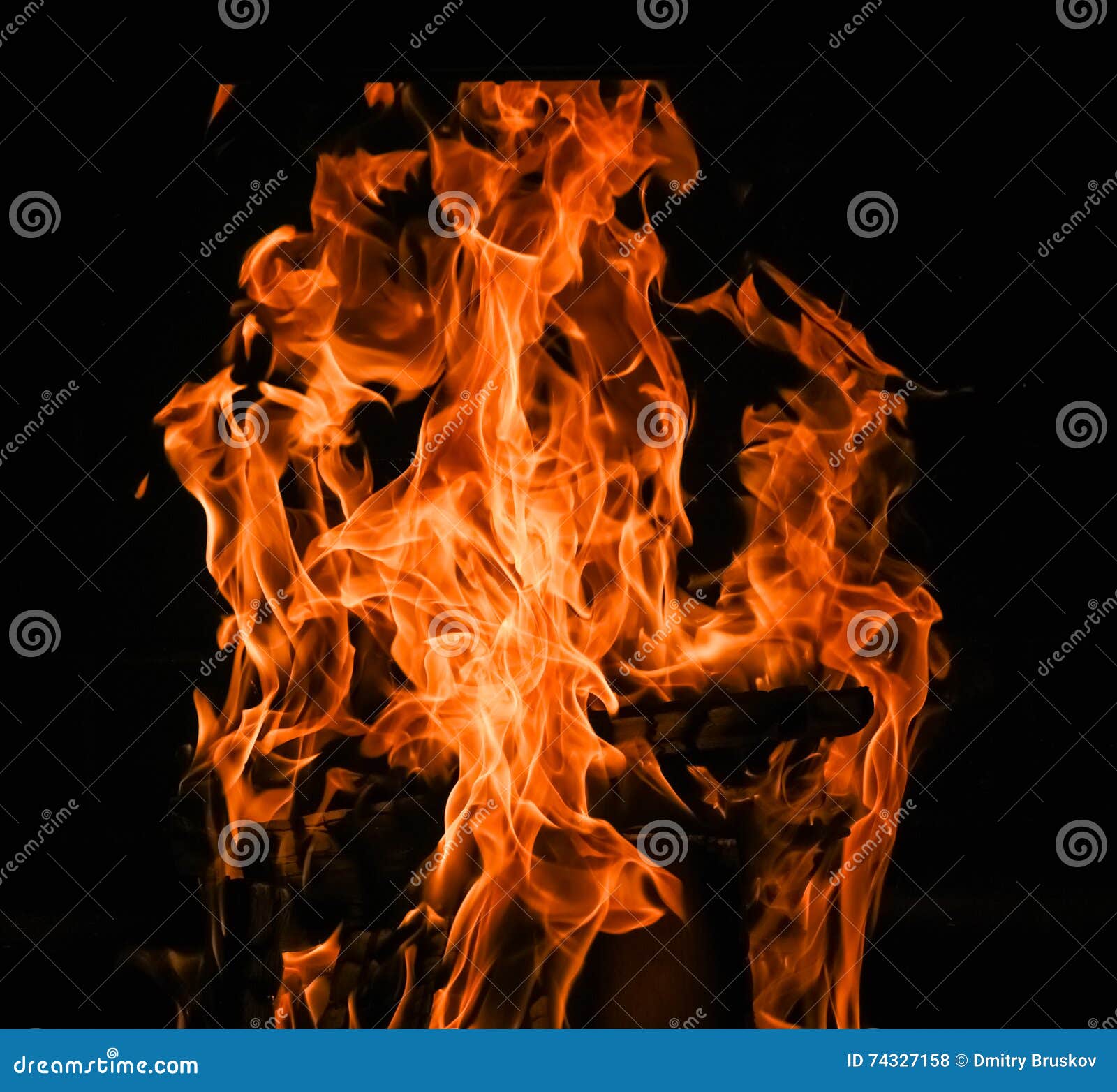 Raging Flames Red Fire Black Background Stock Photo - Image of light ...