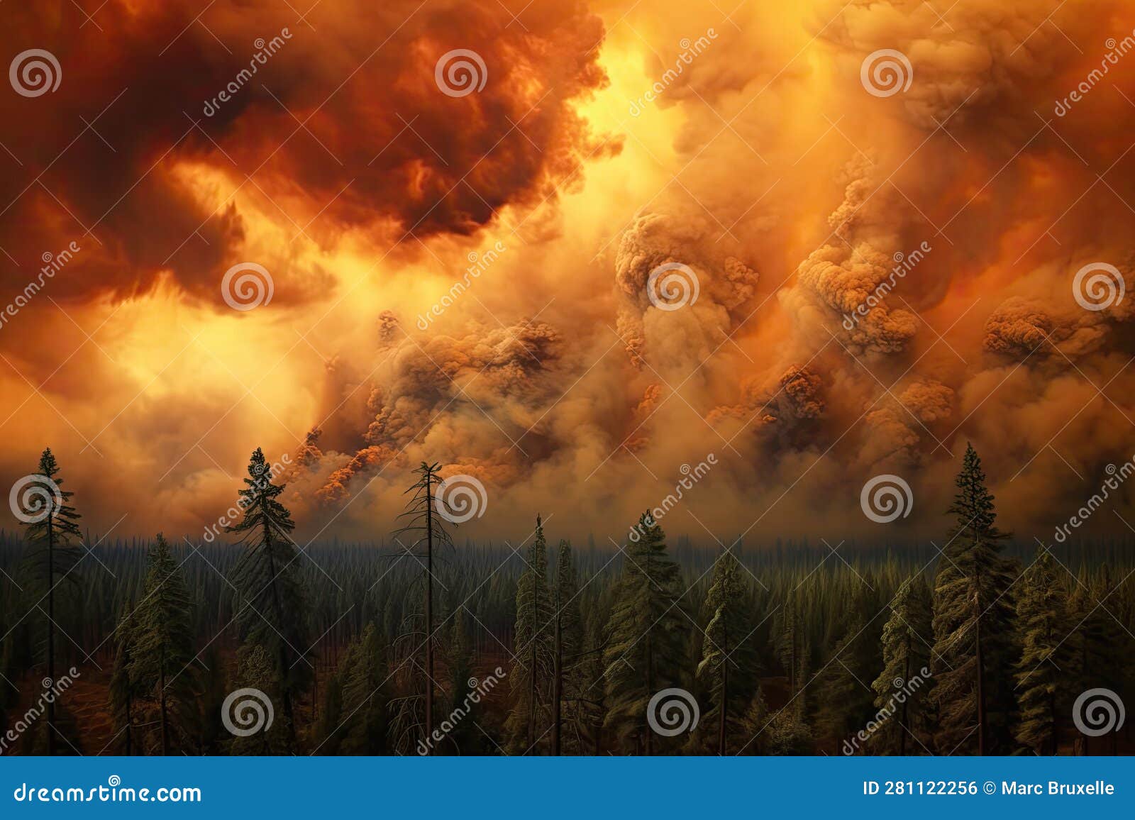 Raging Forest Fire - AI Generated Stock Illustration - Illustration of ...