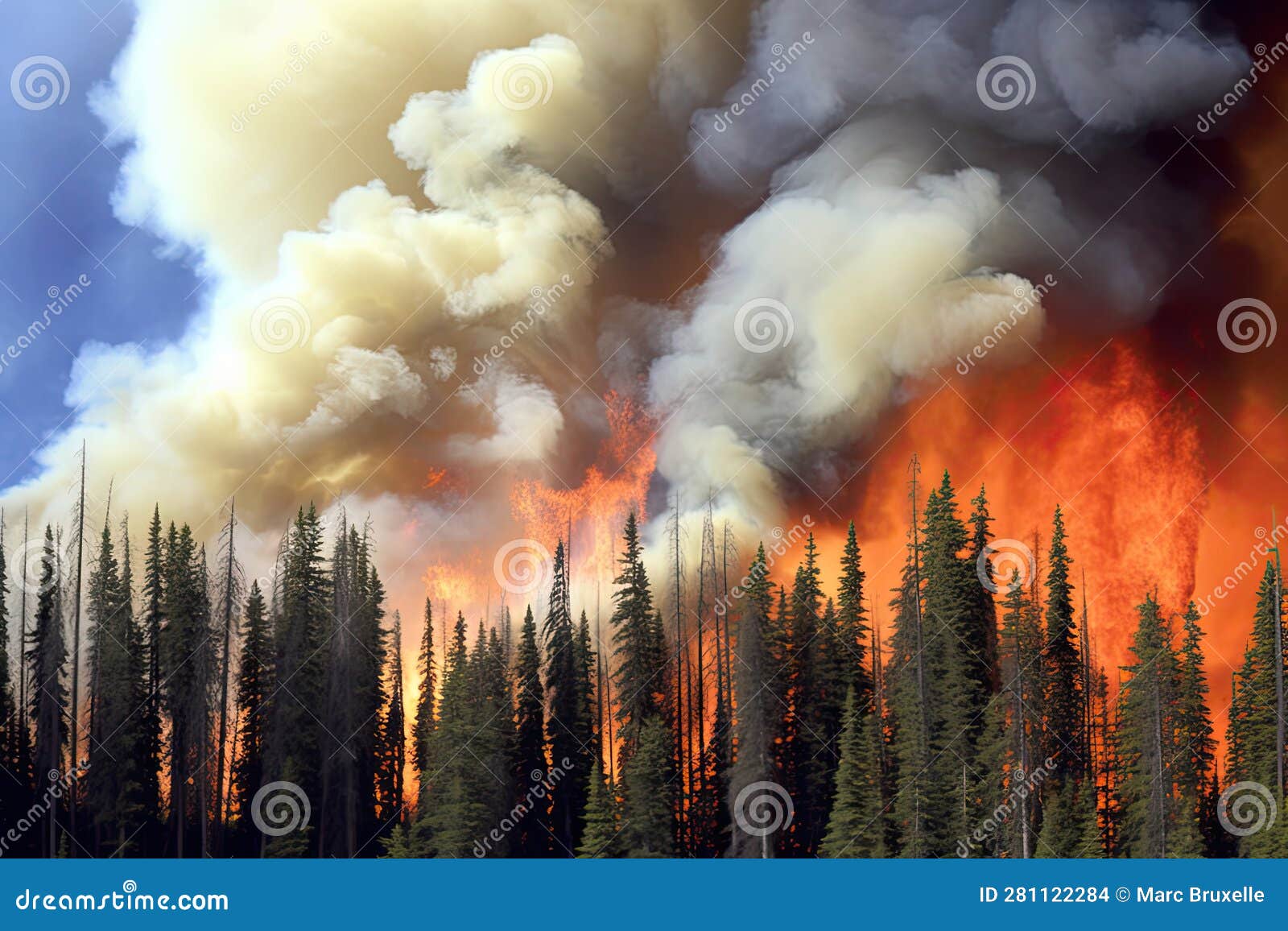 Raging Forest Fire - AI Generated Stock Illustration - Illustration of ...