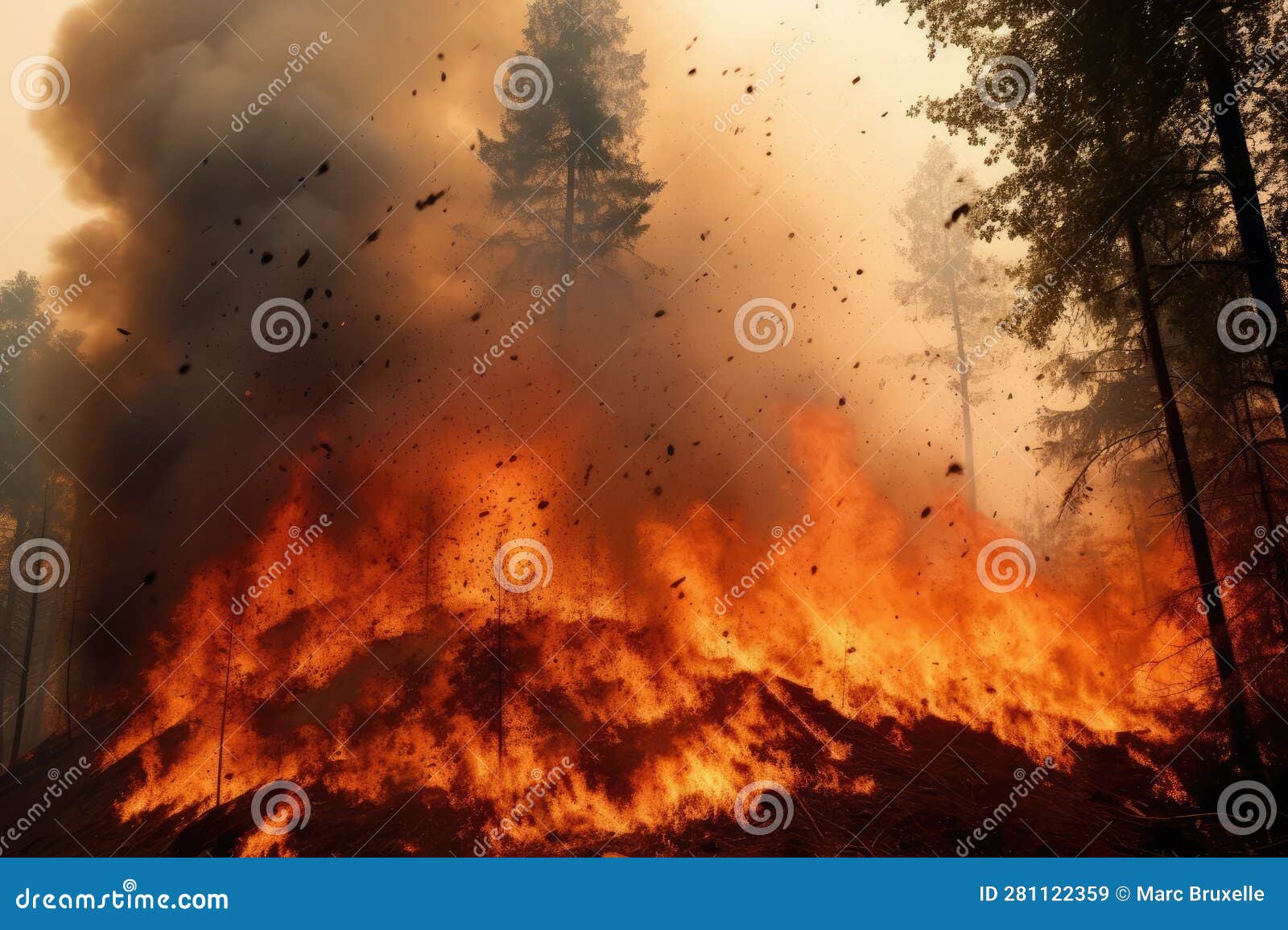 Raging Forest Fire - AI Generated Stock Illustration - Illustration of ...