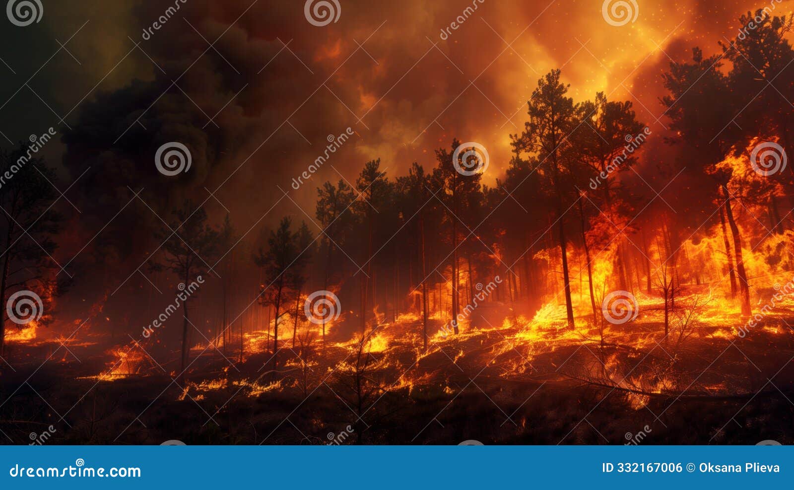 Raging Forest Fire: the Devastating Impact of Wildfires Stock Photo ...
