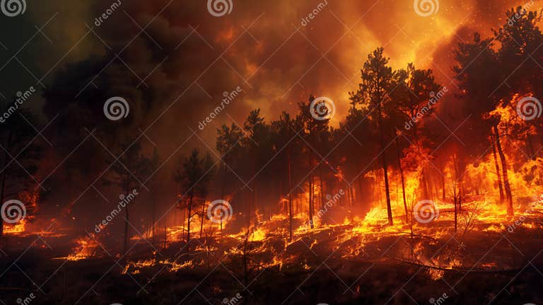 Raging Forest Fire: the Devastating Impact of Wildfires Stock Photo - Image of forest, smoke ...