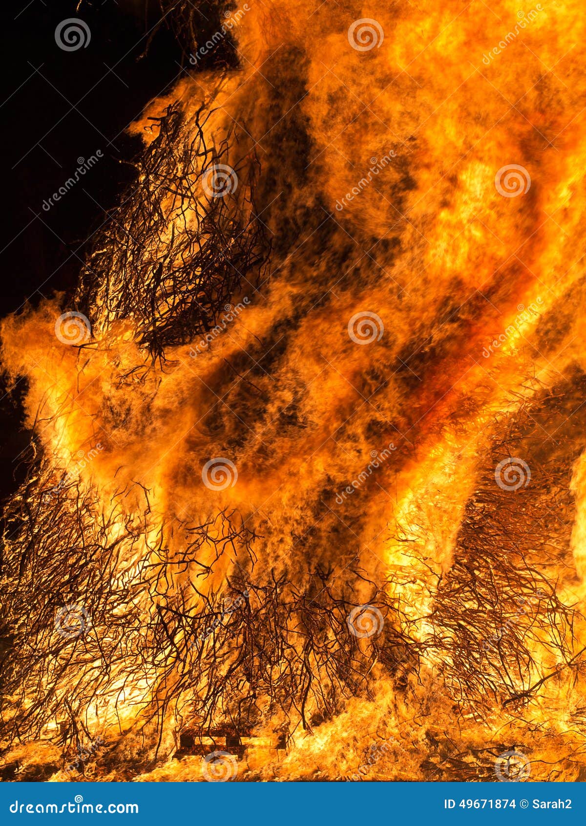 Raging Inferno, Fire Outdoors at Night Stock Photo - Image of raging ...