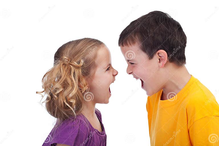 Raging kids - isolated stock image. Image of arguing - 23385501