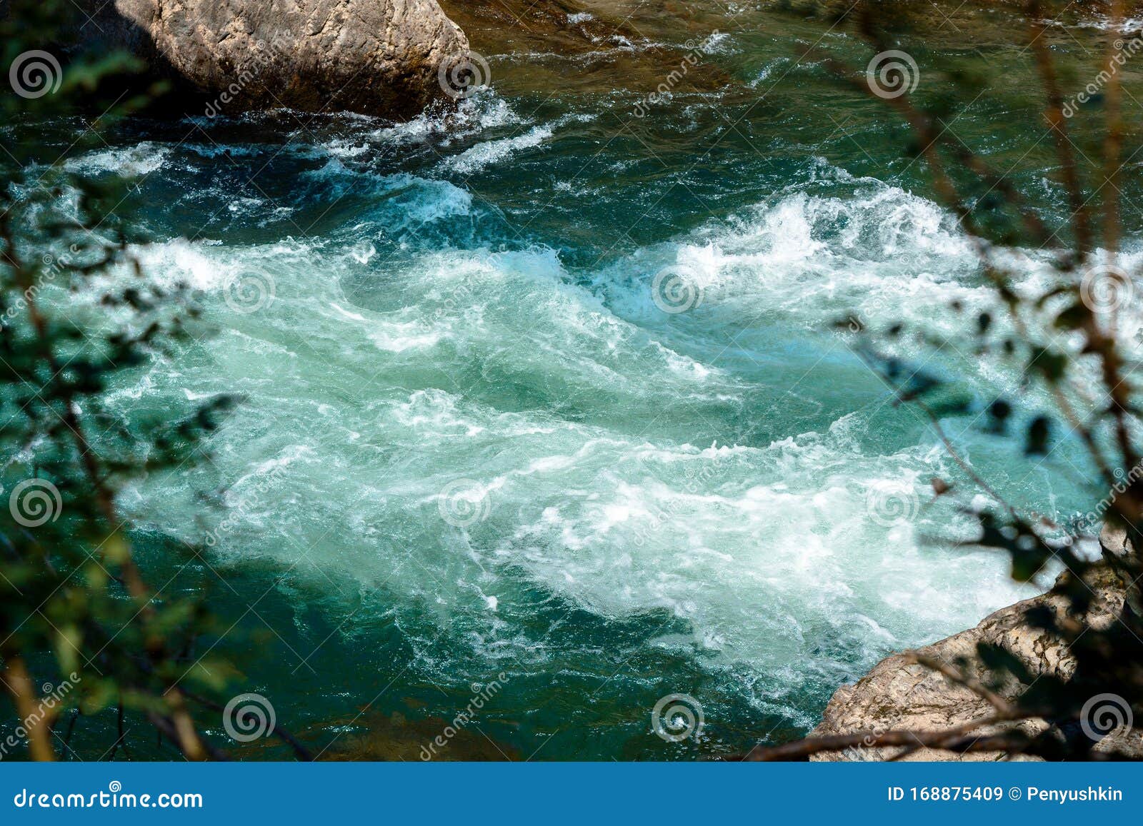 Raging mountain river stock image. Image of katun, bubbly - 168875409
